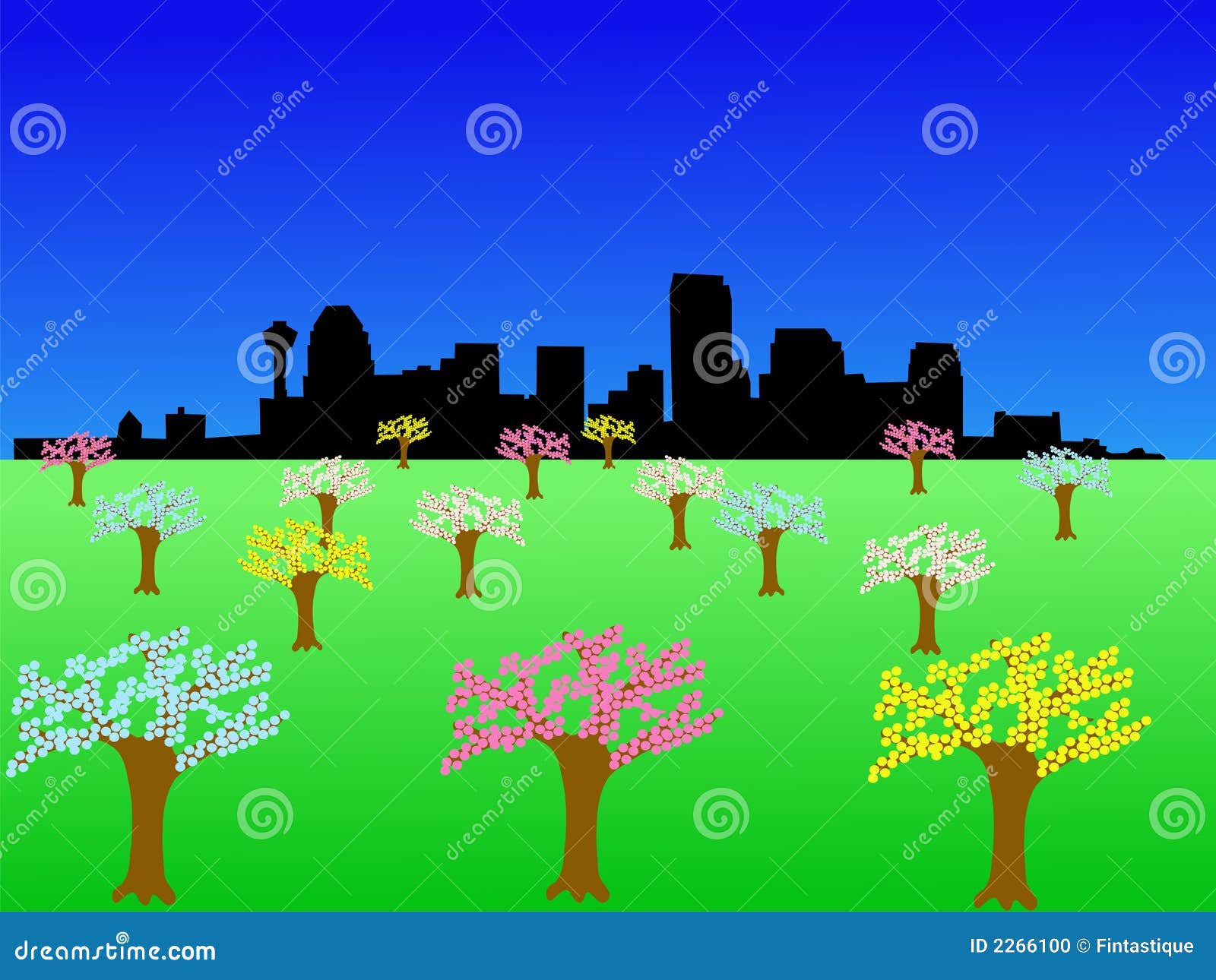 Calgary Skyline With Color Buildings And Blue Sky. Cartoon Vector ...