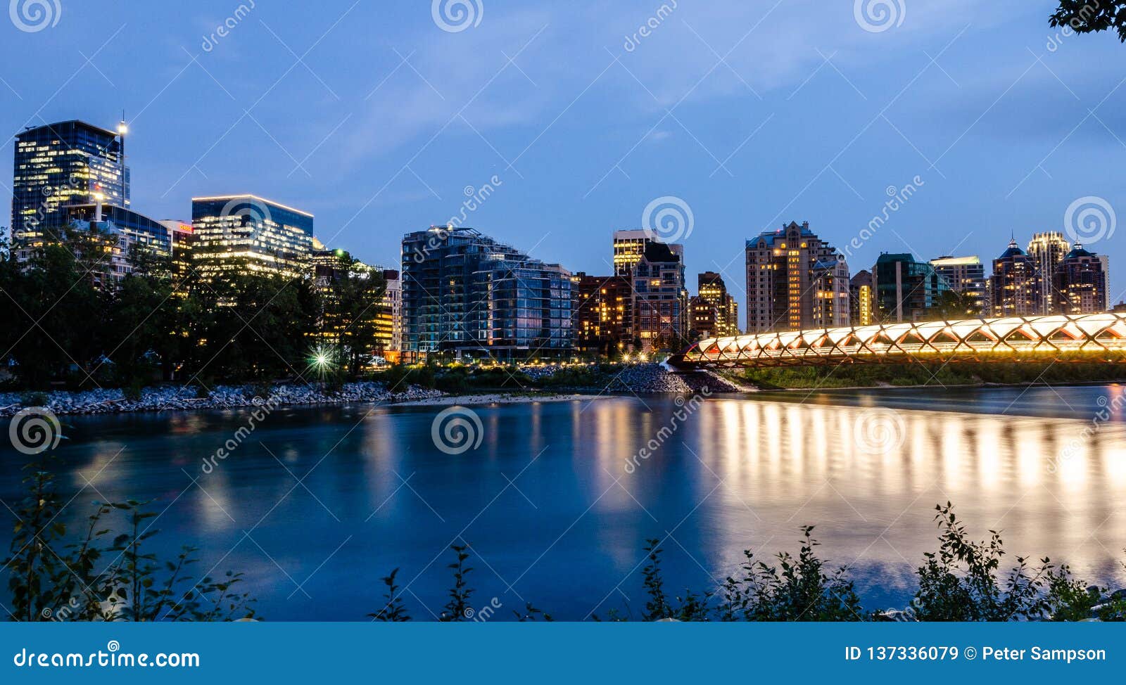 Calgary Skyline and Bow River Editorial Stock Image - Image of canada ...