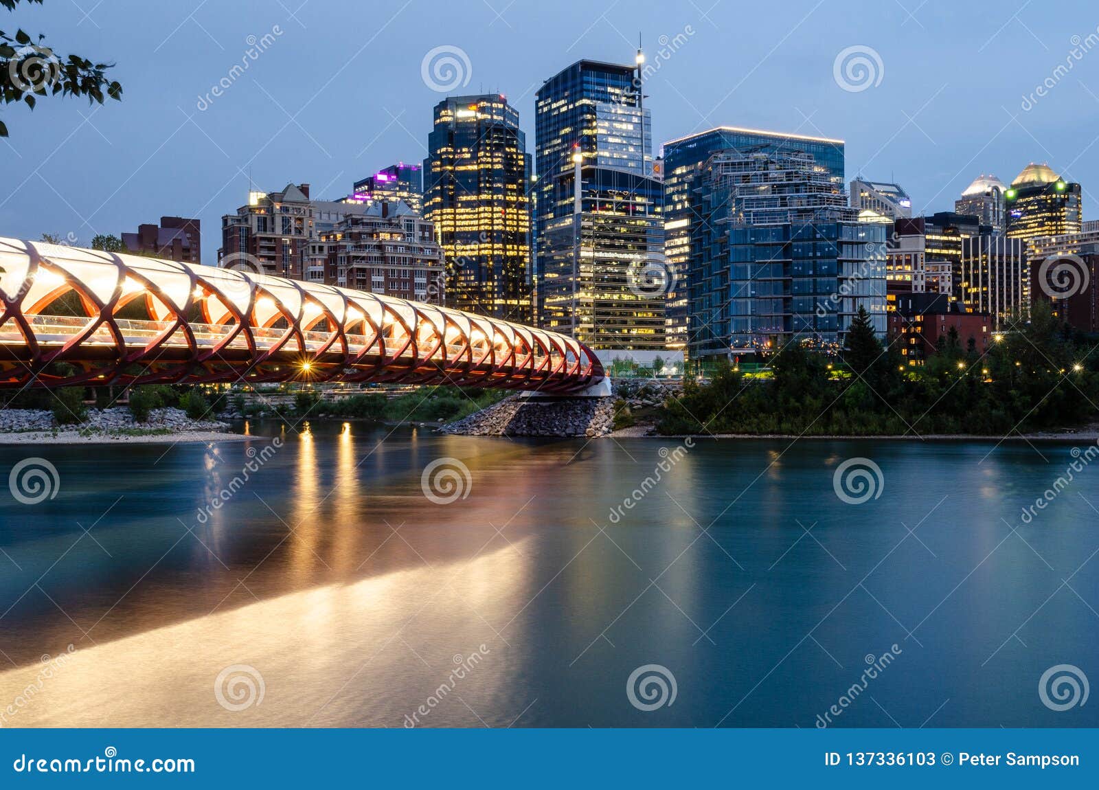 Calgary Skyline and Bow River Editorial Stock Photo - Image of ...