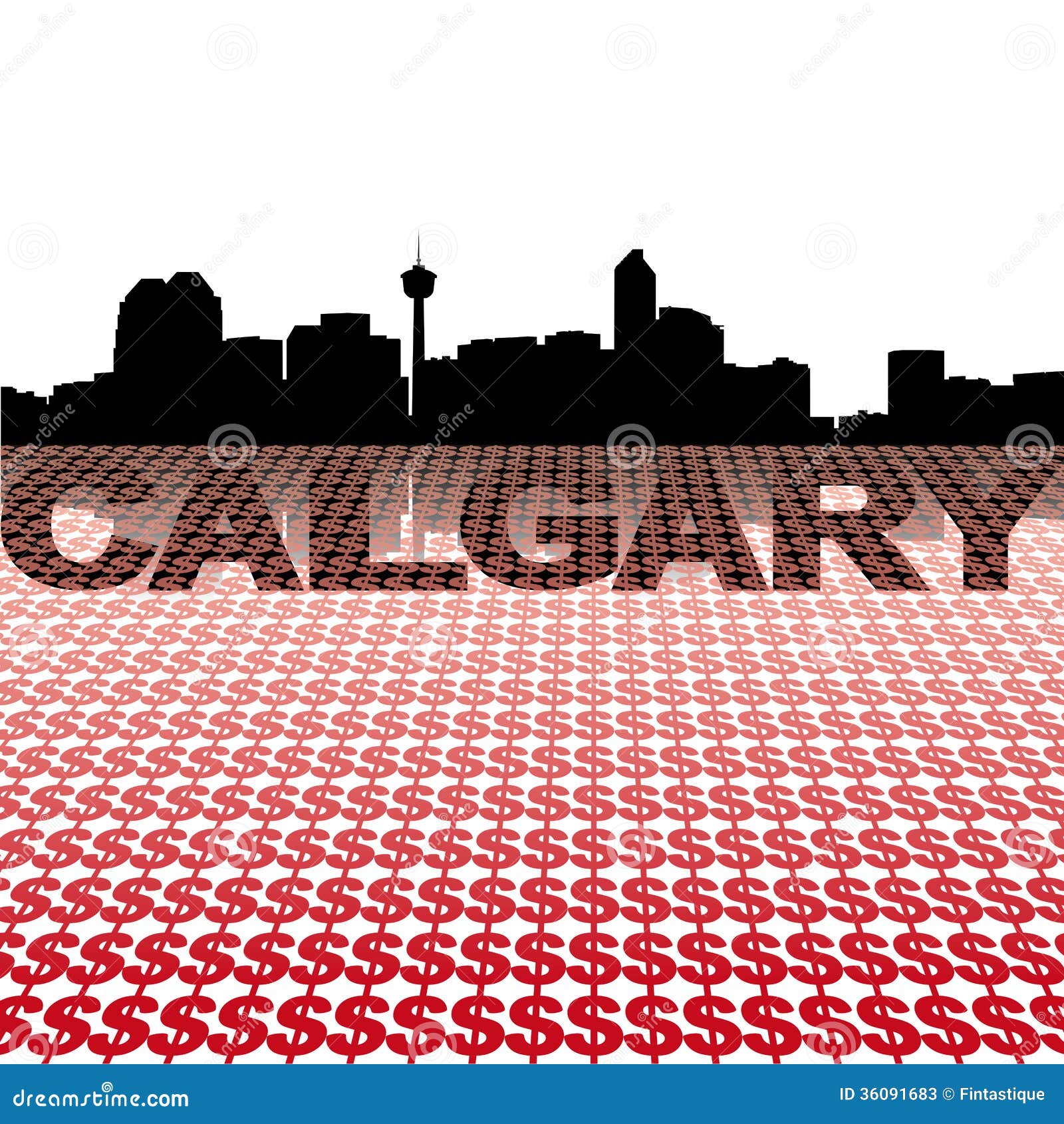 Calgary Skyline Dollar Symbols Stock Illustration - Illustration of ...