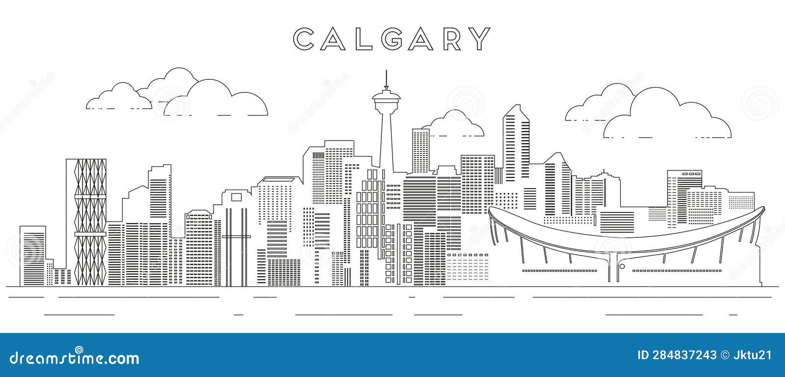 Calgary Cityscape Line Art Vector Illustration Stock Vector ...