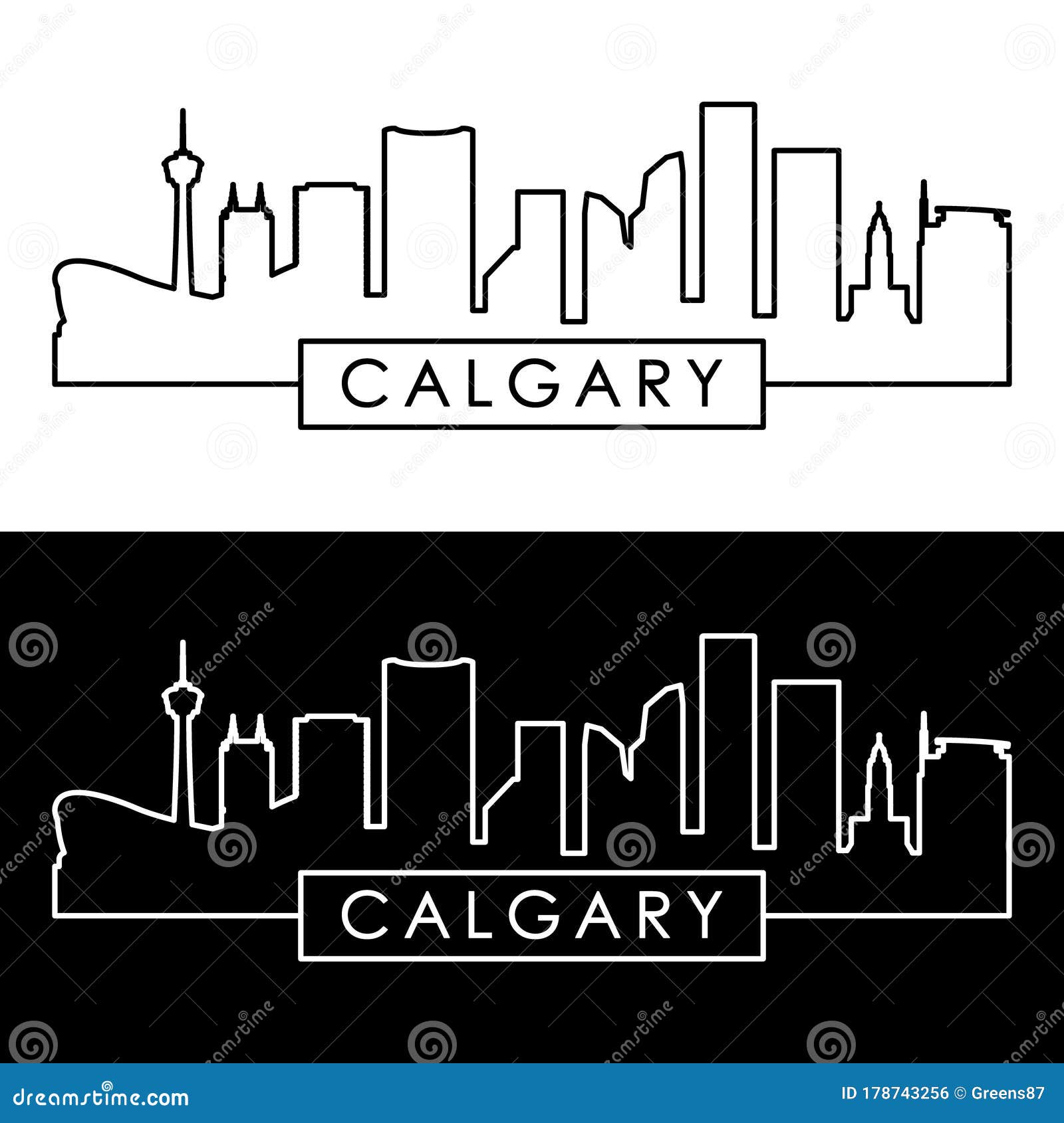 Calgary Skyline. Linear Style. Vector Illustration | CartoonDealer.com ...