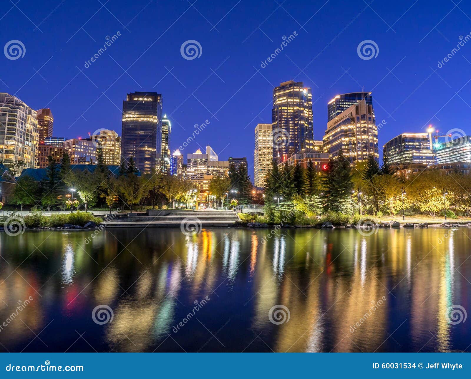 Calgary skyline at night editorial stock image. Image of dark - 60031534