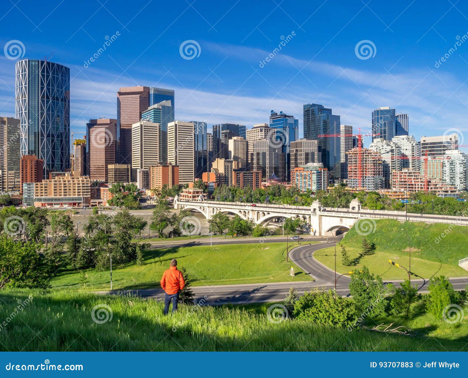 Calgary skyline panorama editorial stock photo. Image of street - 93707883