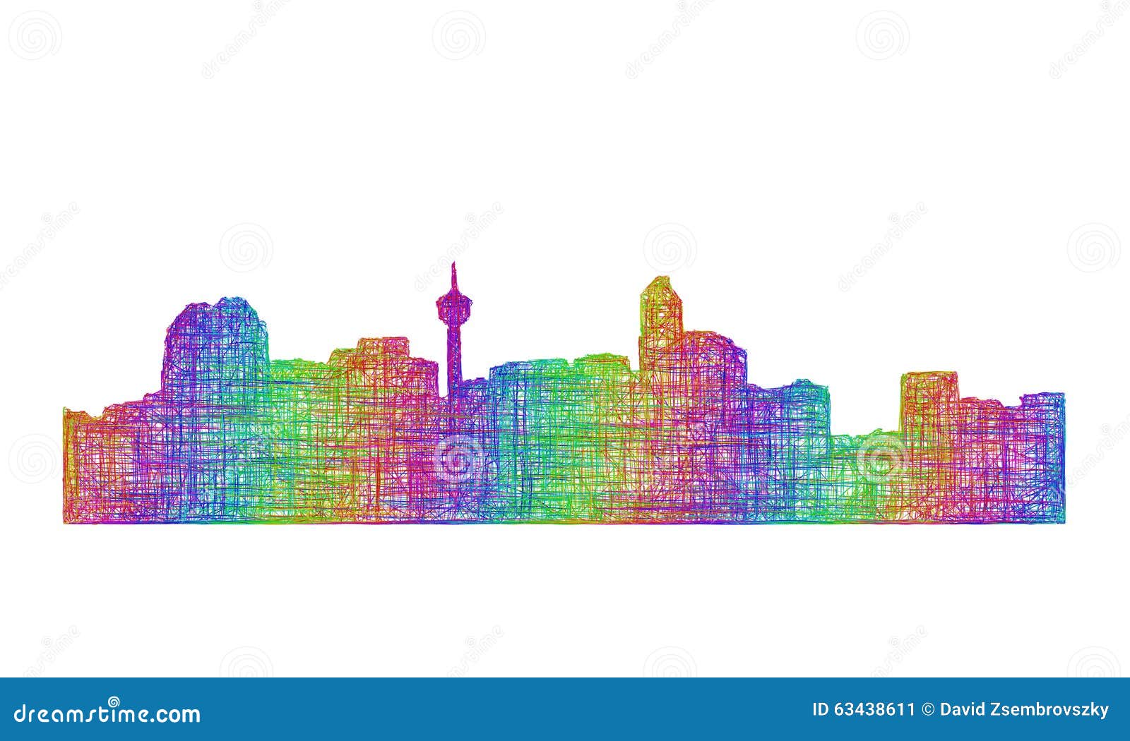 Calgary Skyline Silhouette - Multicolor Line Art Stock Vector ...
