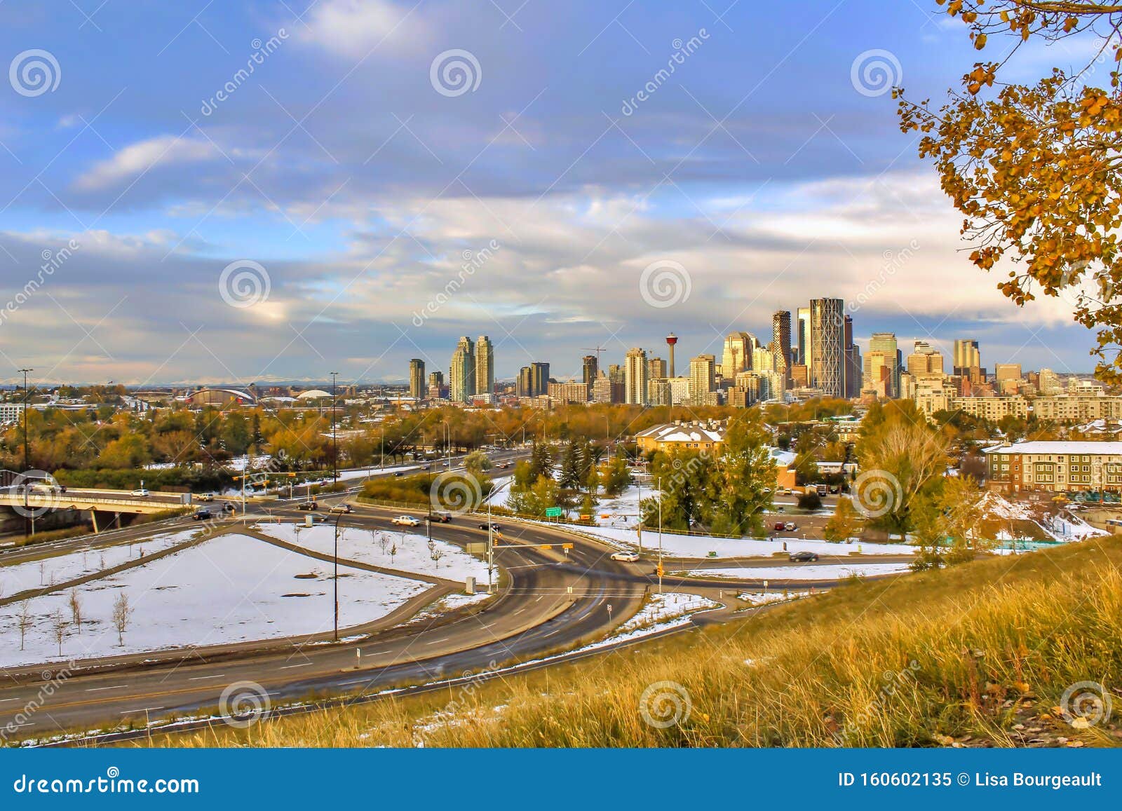 Calgary Skyline Views in the Winter Stock Image - Image of cloudy ...