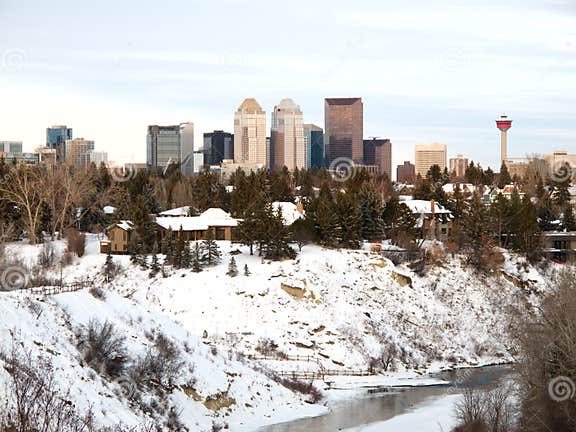 Calgary skyline in winter stock image. Image of canada - 7571481