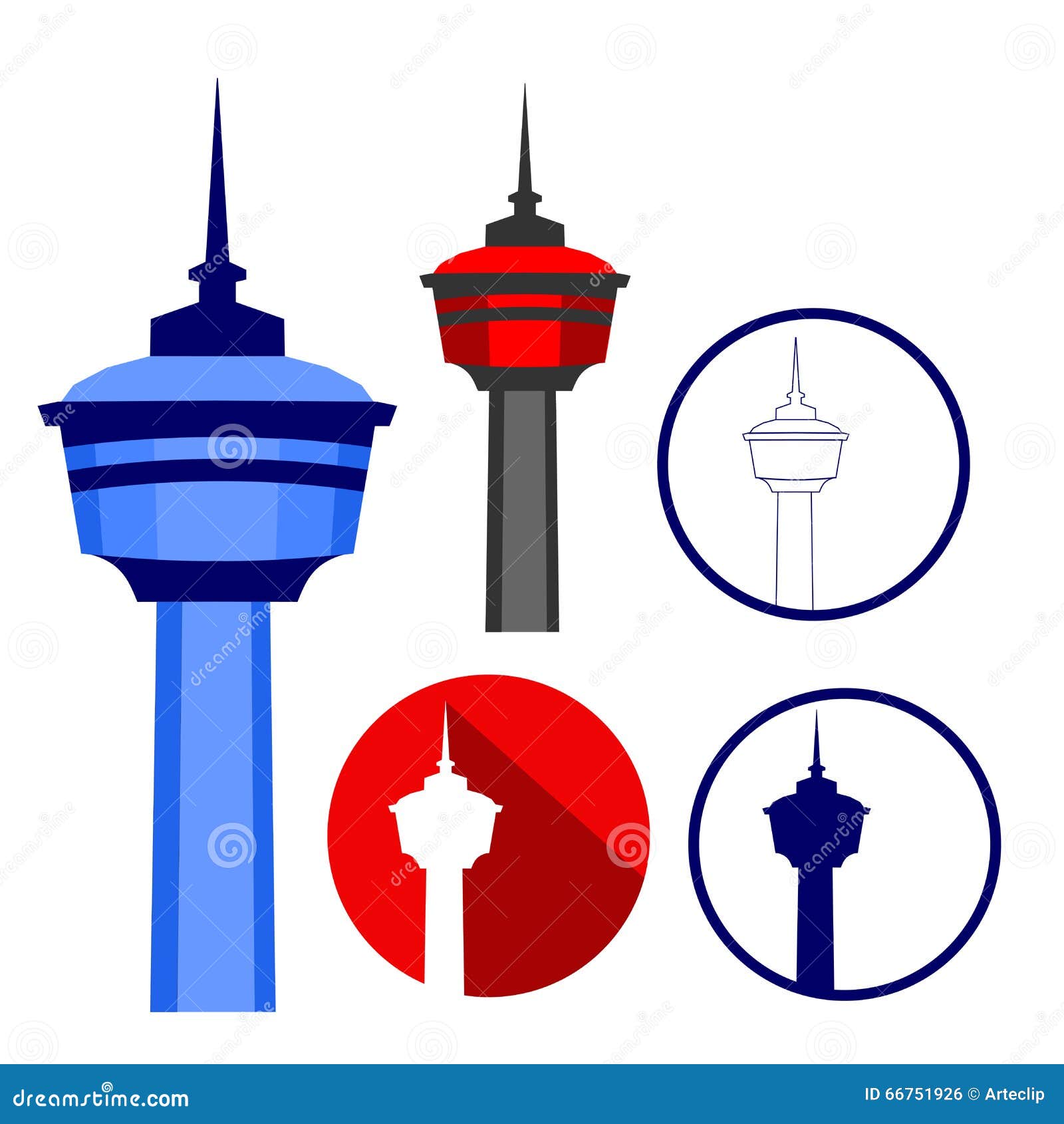 The Calgary Tower on Different Illustration Styles Stock Illustration ...