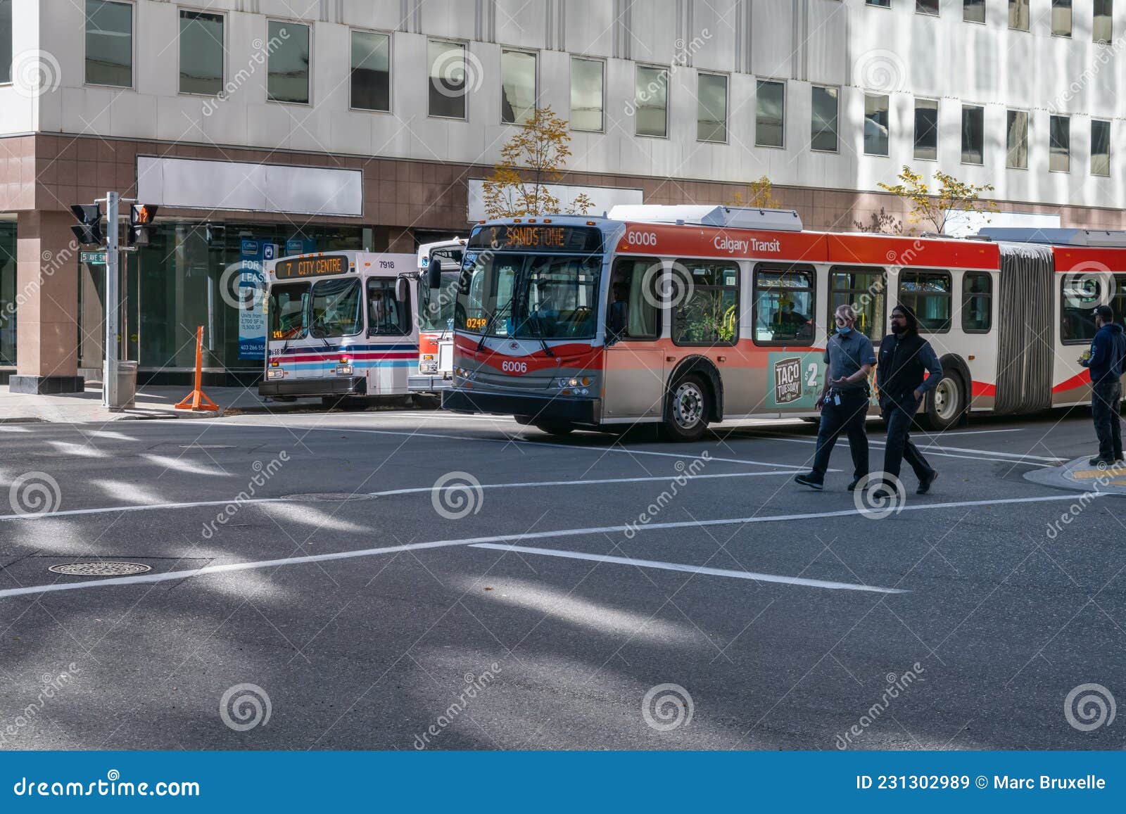 Calgary Transit Buses in Downtown Calgary Editorial Stock Image - Image ...