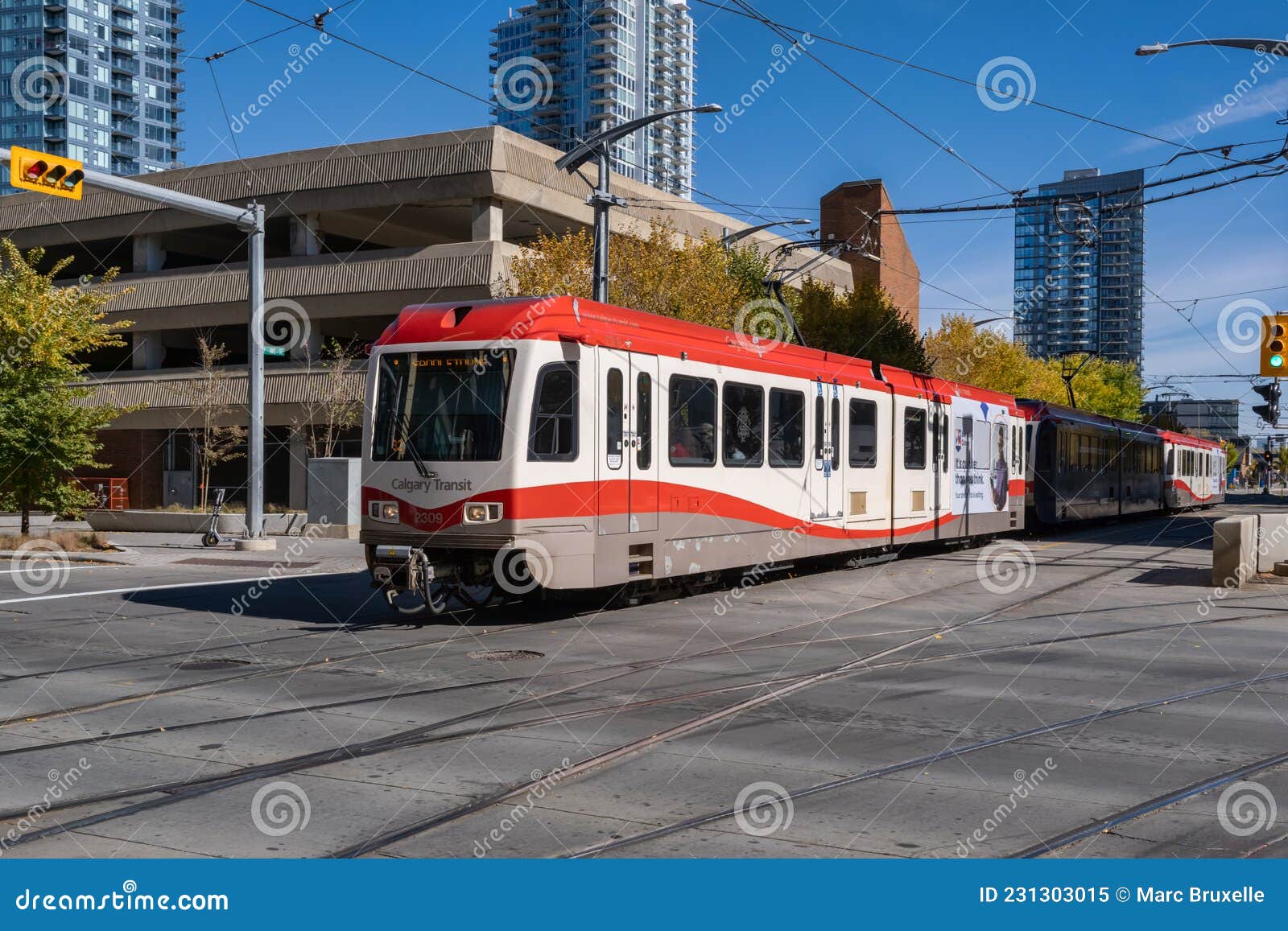 Calgary Transit Tram in Downtown Calgary Editorial Image - Image of ...