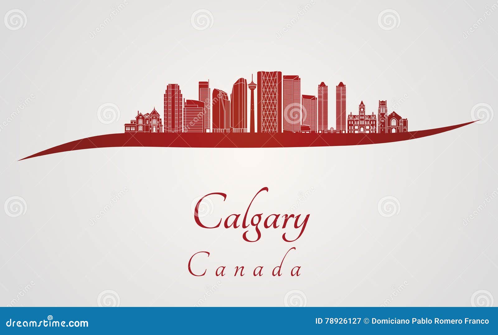 Calgary V2 skyline in red stock vector. Illustration of vector - 78926127
