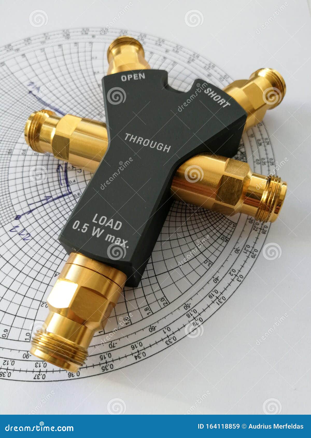 Calibration Kit for RF VNA in Front of Smith Chart Stock Image - Image ...
