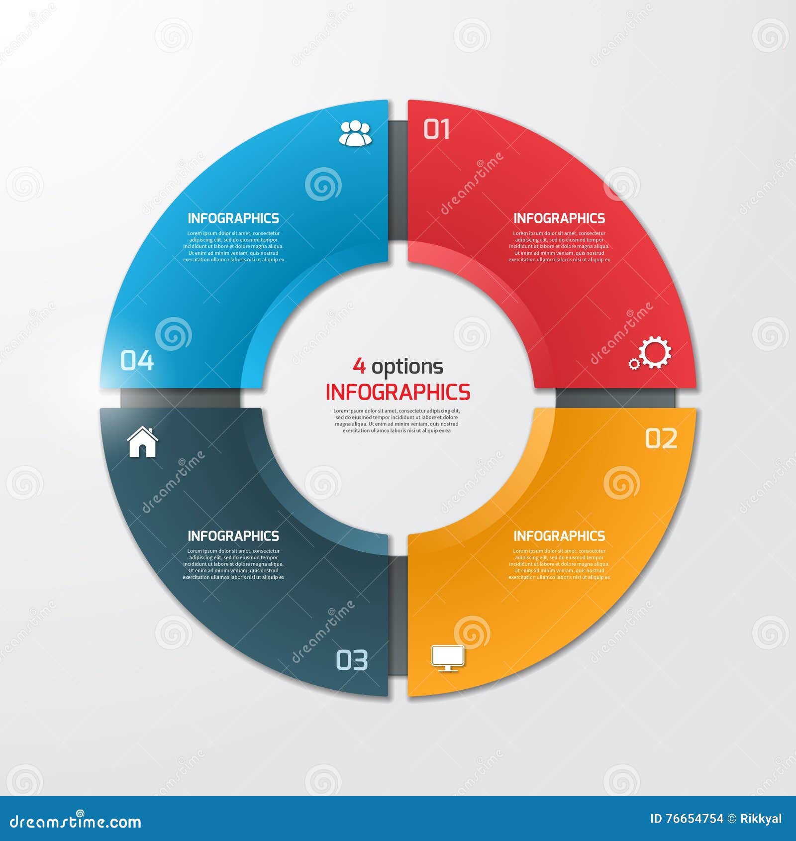 Calibre Infographic De Cercle De Graphique Circulaire Avec 4 Options Illustration de Vecteur ...