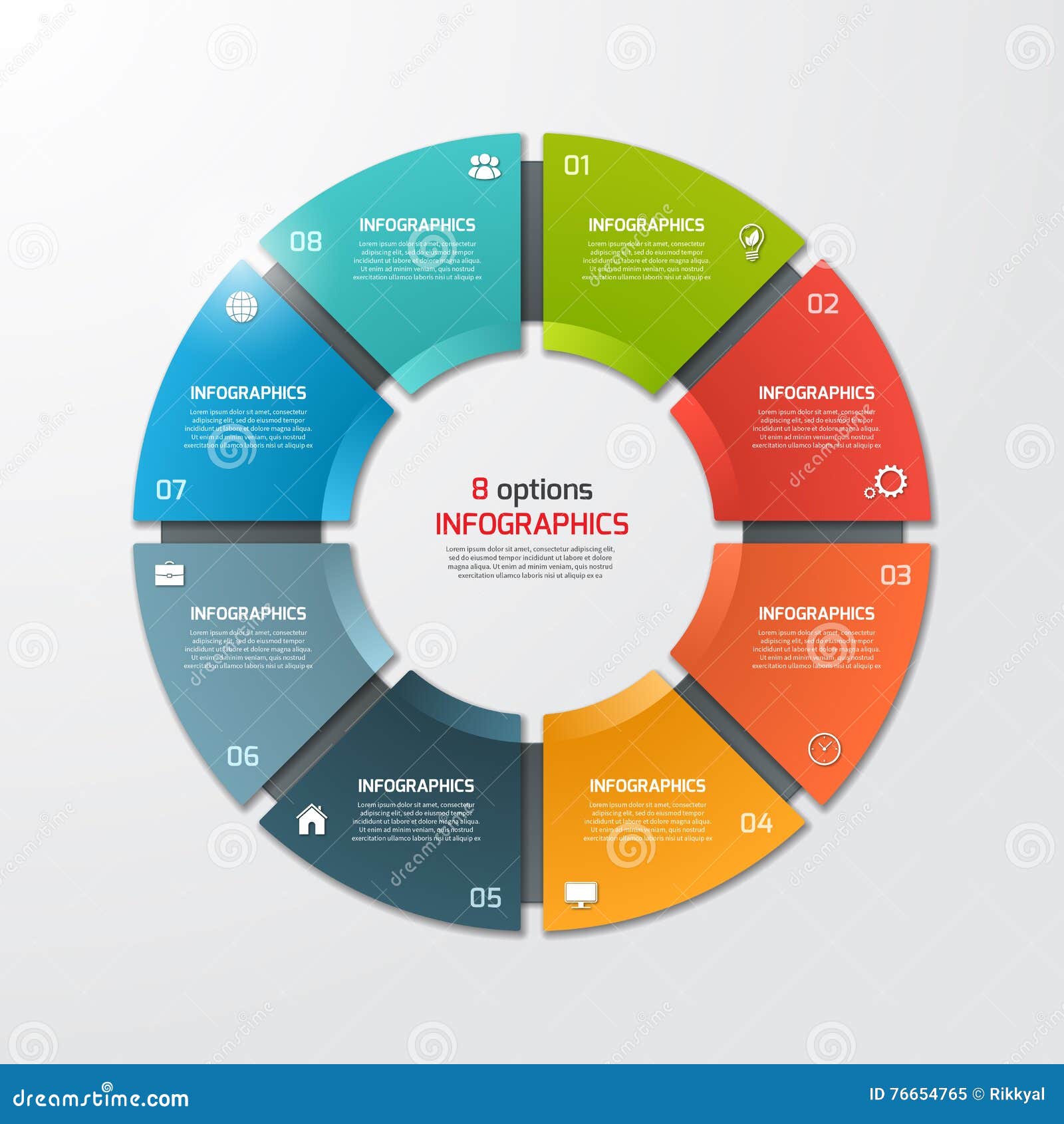 Calibre Infographic De Cercle De Graphique Circulaire Avec 8 Options ...