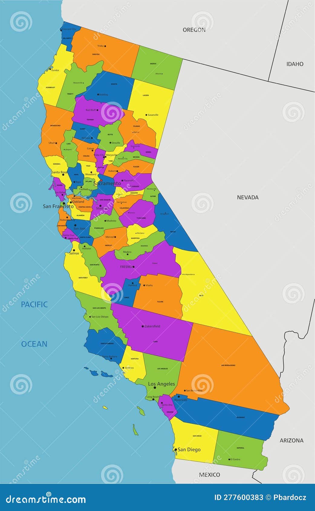 Colorful California Political Map With Clearly Labeled, Separated ...