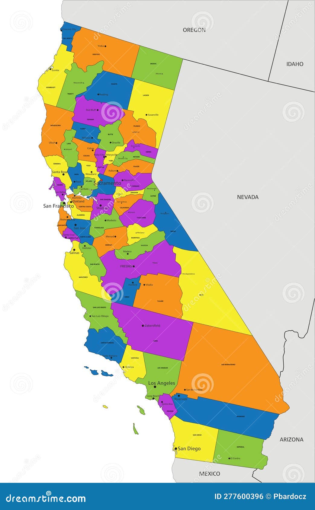 Colorful California Political Map with Clearly Labeled, Separated ...
