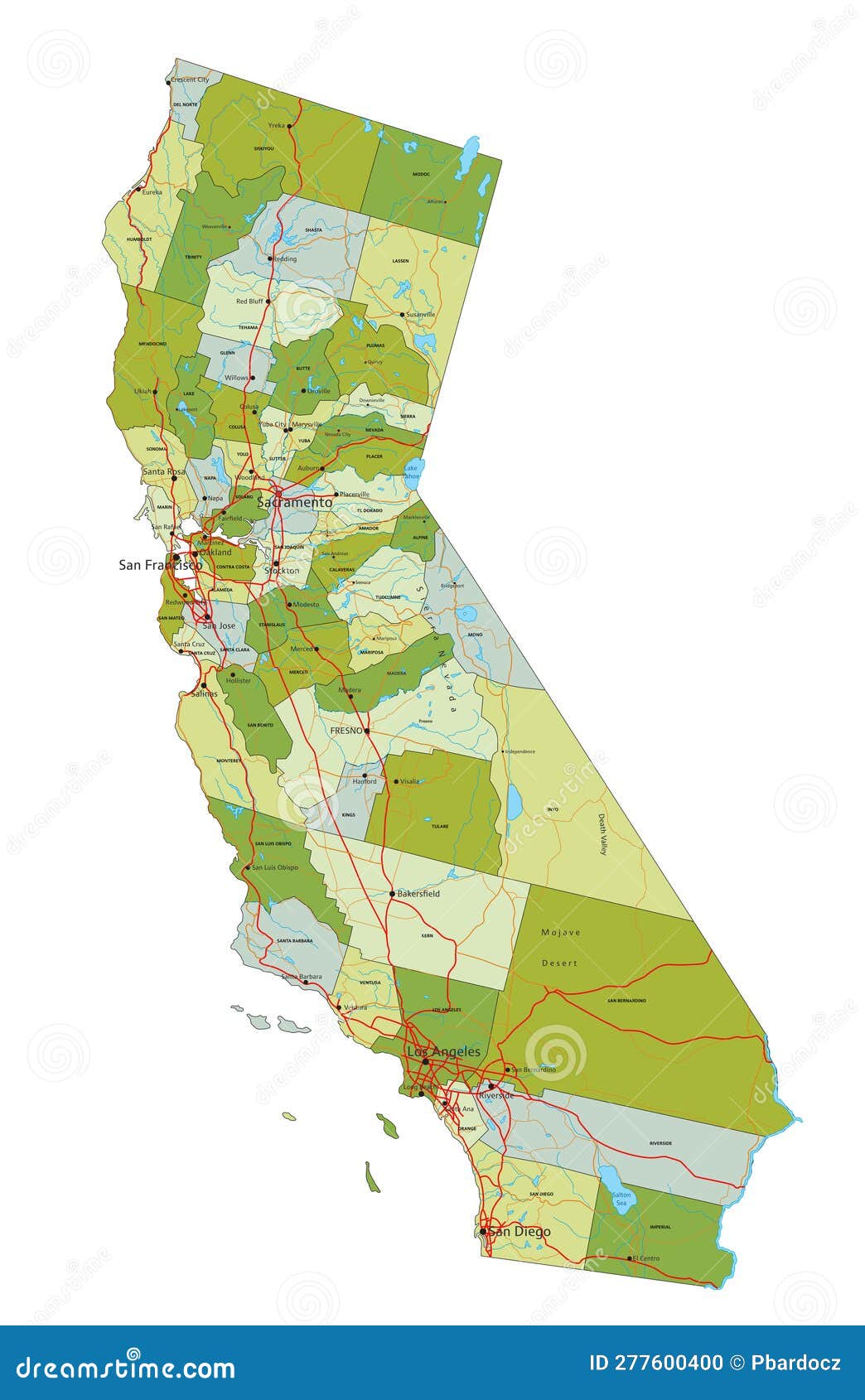 Detailed Editable Political Map with Separated Layers. California Stock ...