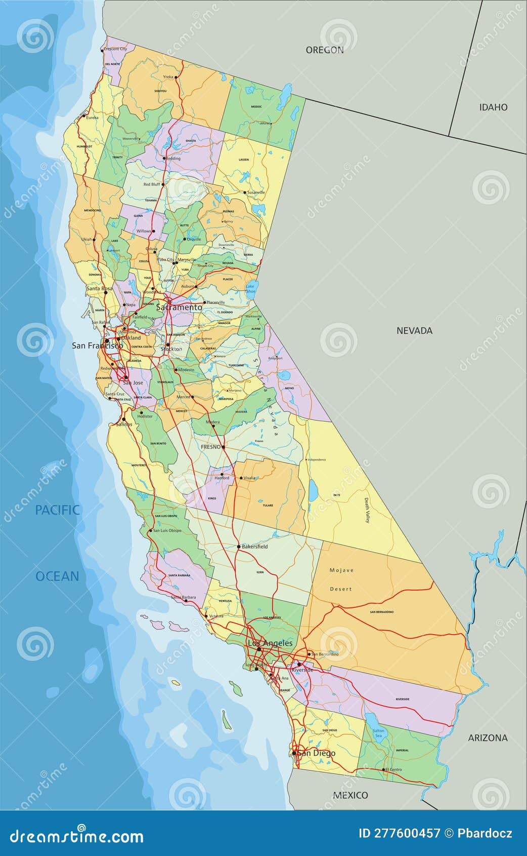 California - Detailed Editable Political Map with Labeling. Stock Image ...