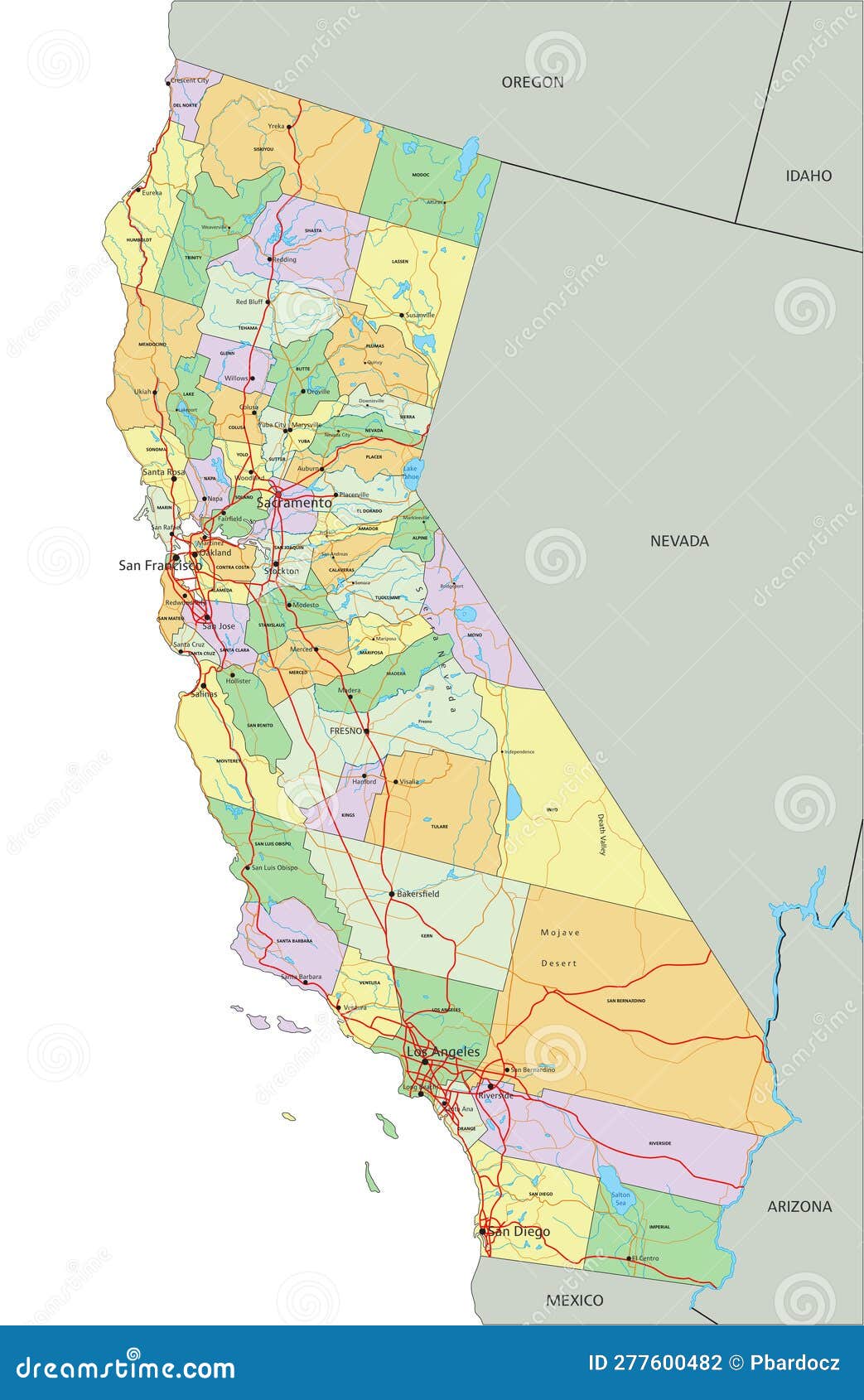 California - Detailed Editable Political Map With Labeling. Vector ...