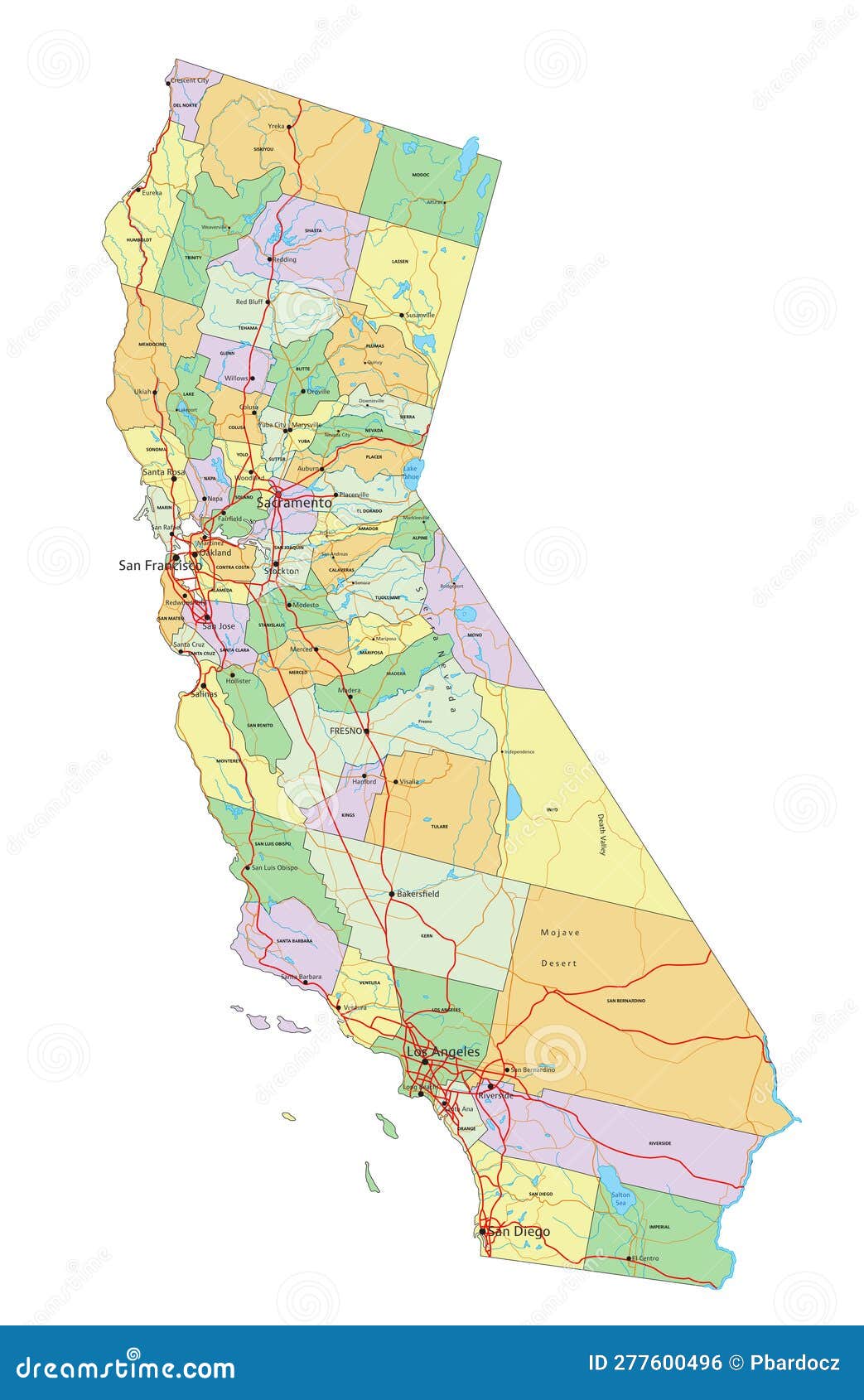 California - Detailed Editable Political Map With Labeling. Vector ...