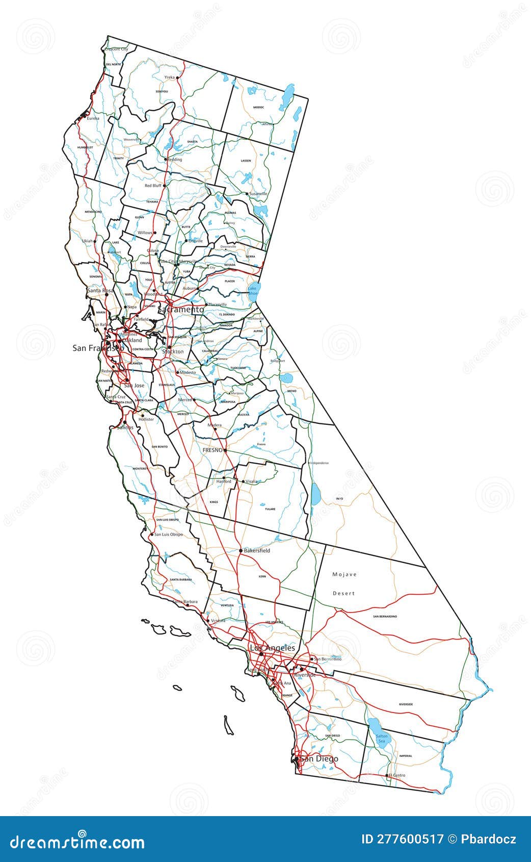 California Highway Map Stock Illustrations – 942 California Highway Map ...