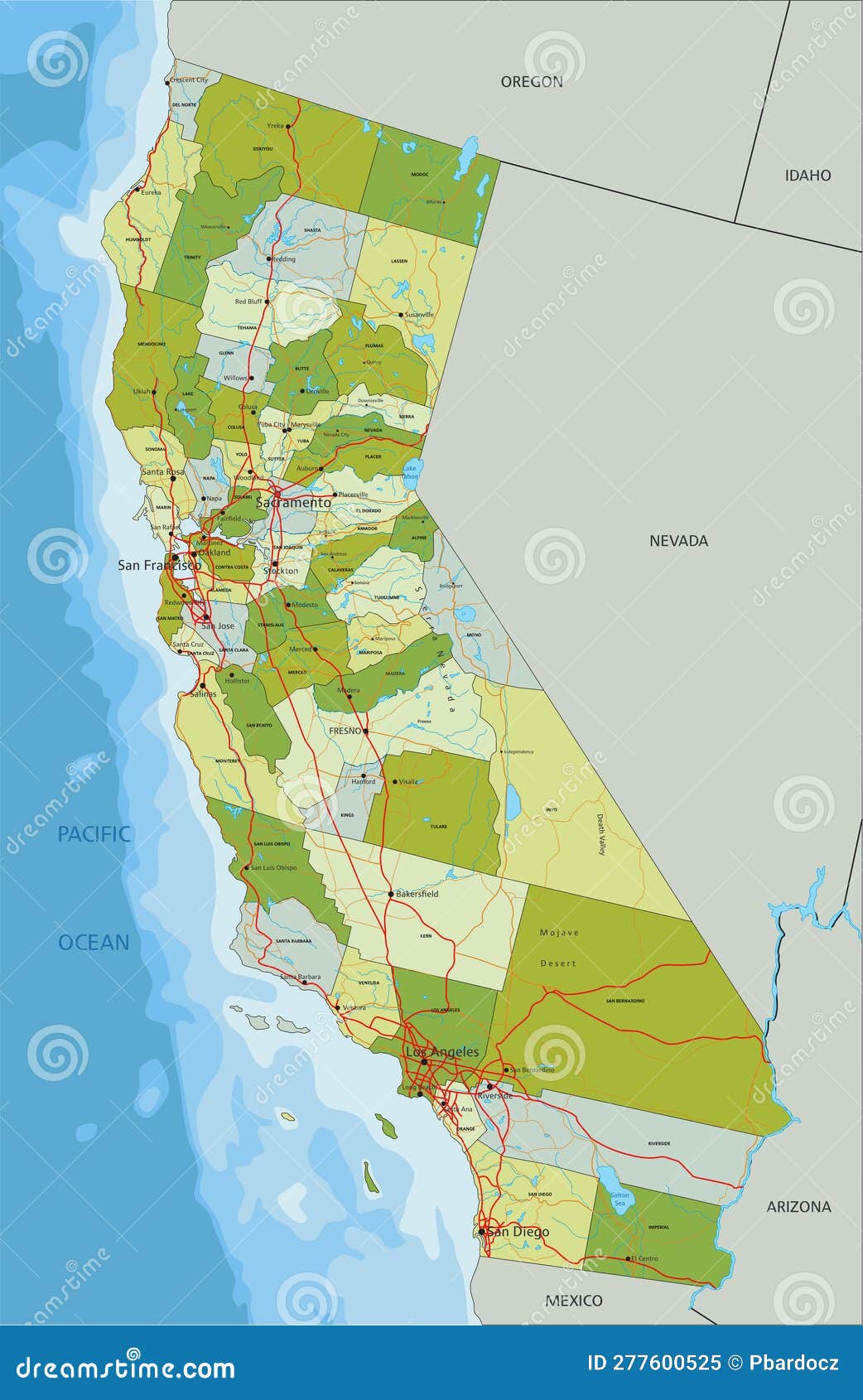 Detailed Editable Political Map with Separated Layers. California Stock ...