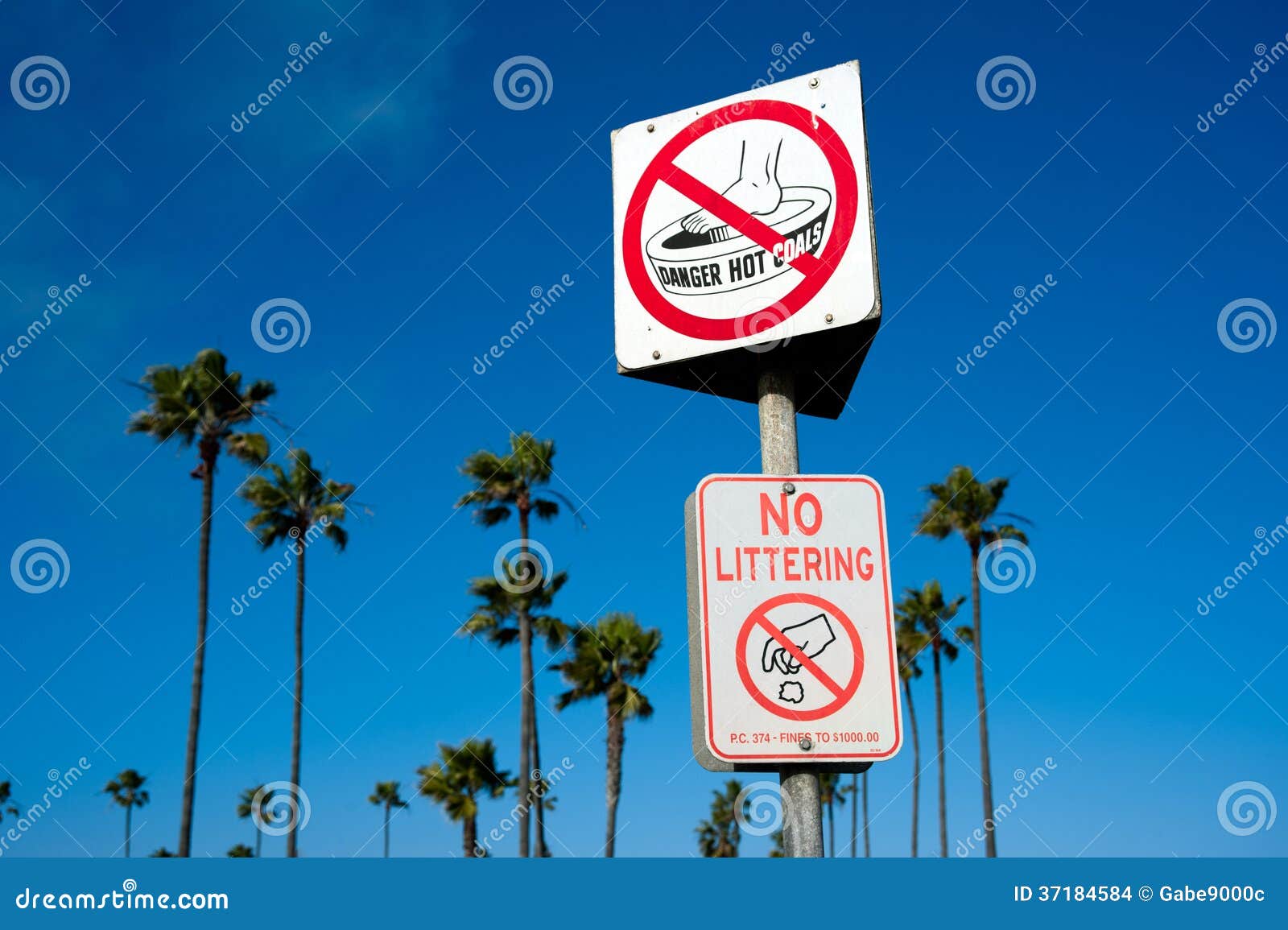 California beach signs stock photo. Image of hazard, littering - 37184584