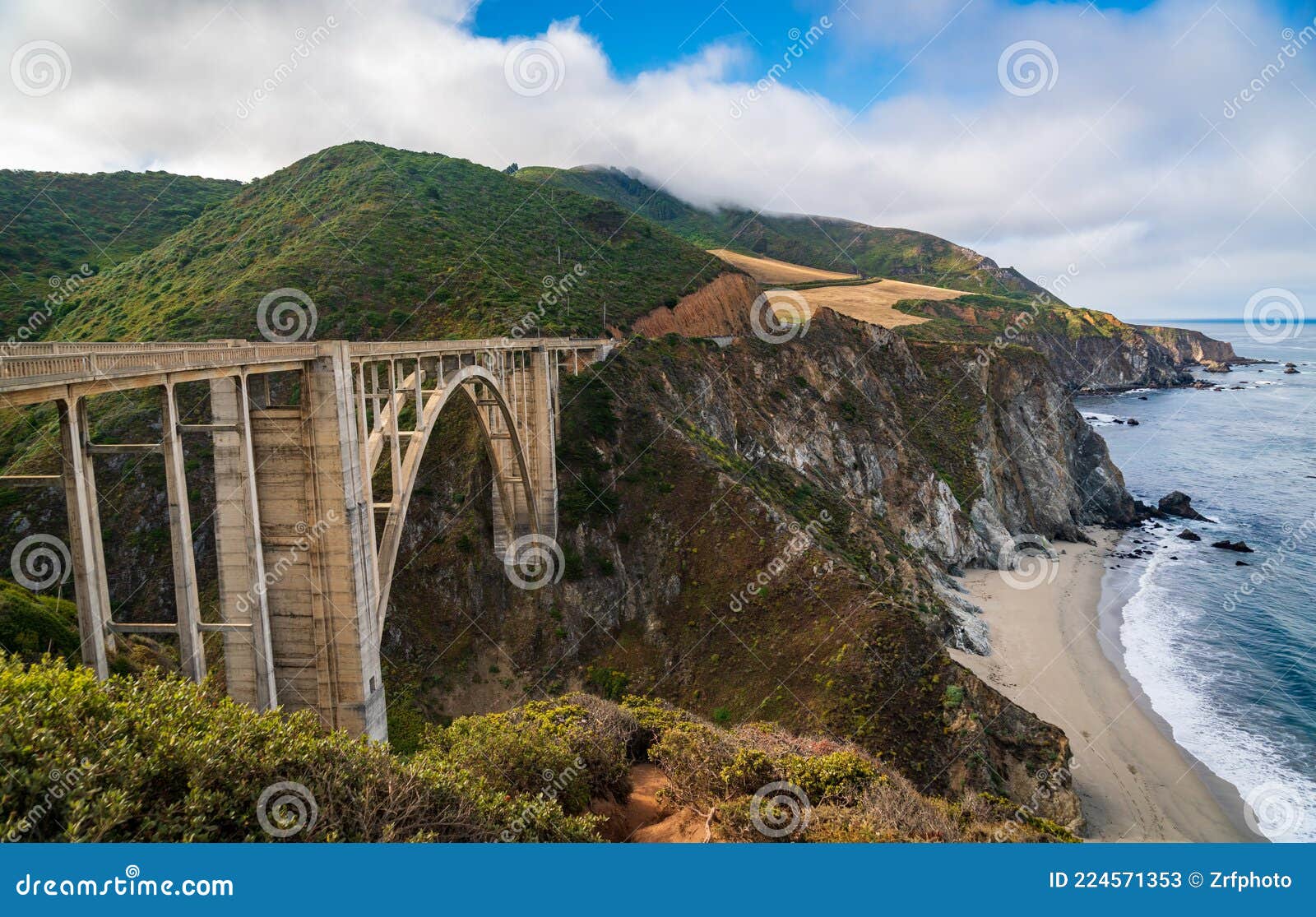 California Bixby Bridge in Big Sur Monterey Stock Image - Image of park ...