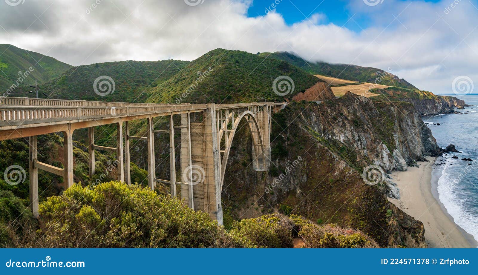 California Bixby Bridge In Big Sur Monterey County In Route 1 Royalty ...