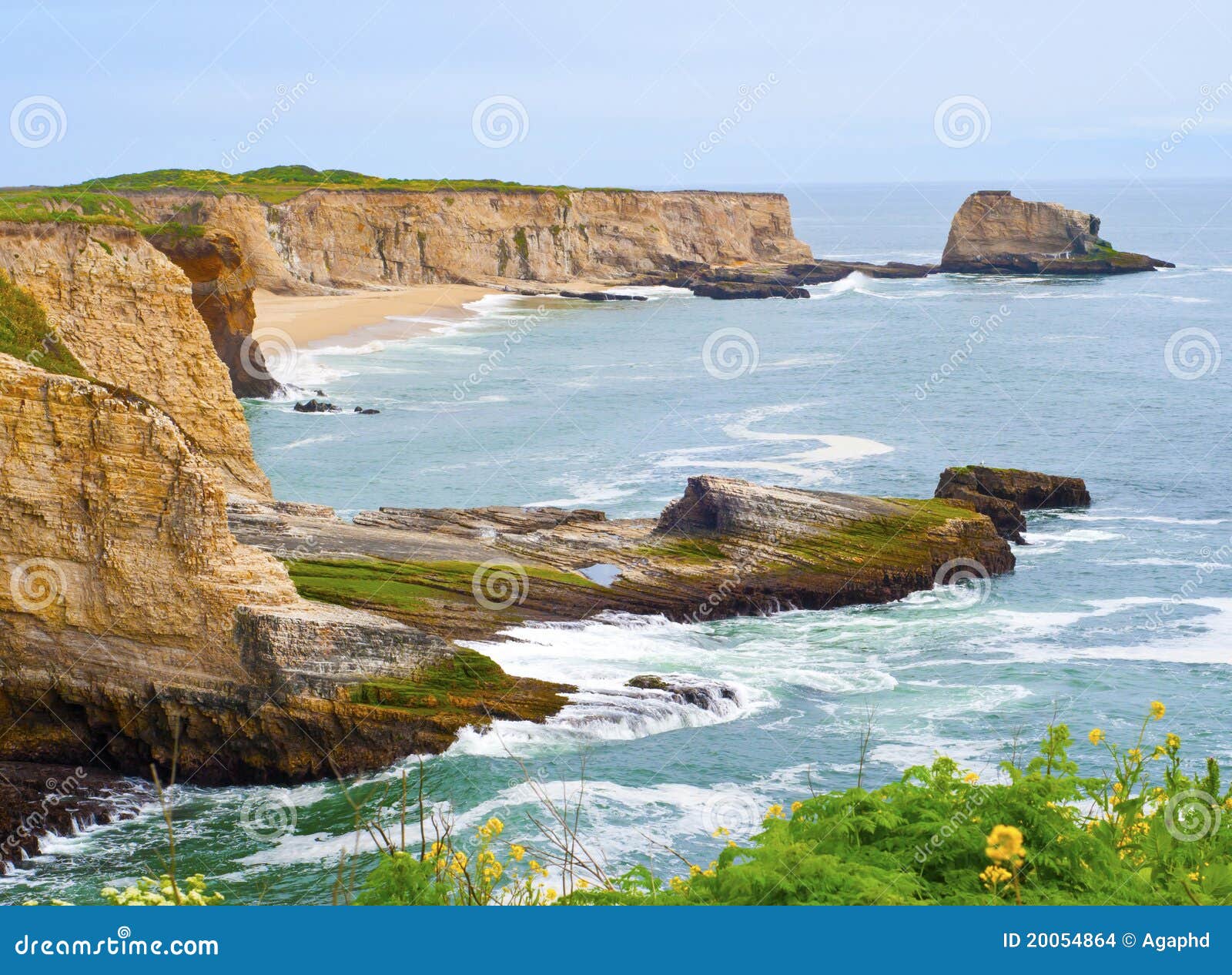 California Coast Cliffs with Crashing Waves Stock Photo - Image of ...
