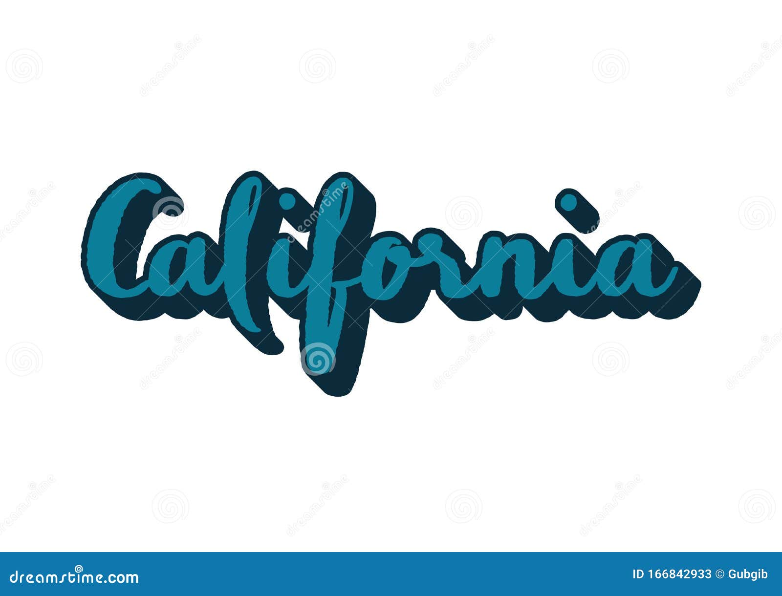 California Hand Lettering with 3D Dimension Design 向量例证 - 插画 包括有 抽象, 衬衣 ...