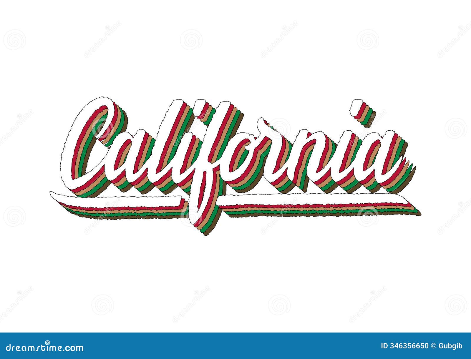 California Hand Lettering 3d Isometric Effect Stock Illustration ...