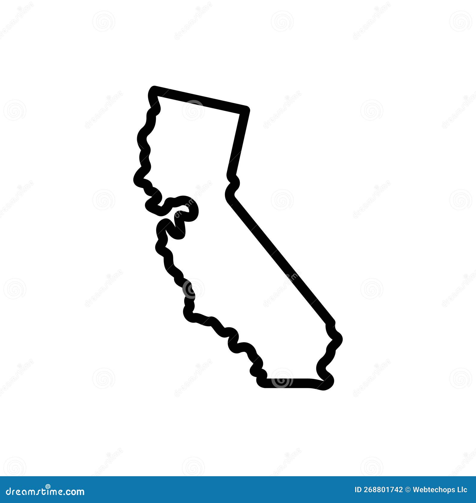 Black Line Icon for California, Country and Border Stock Vector ...