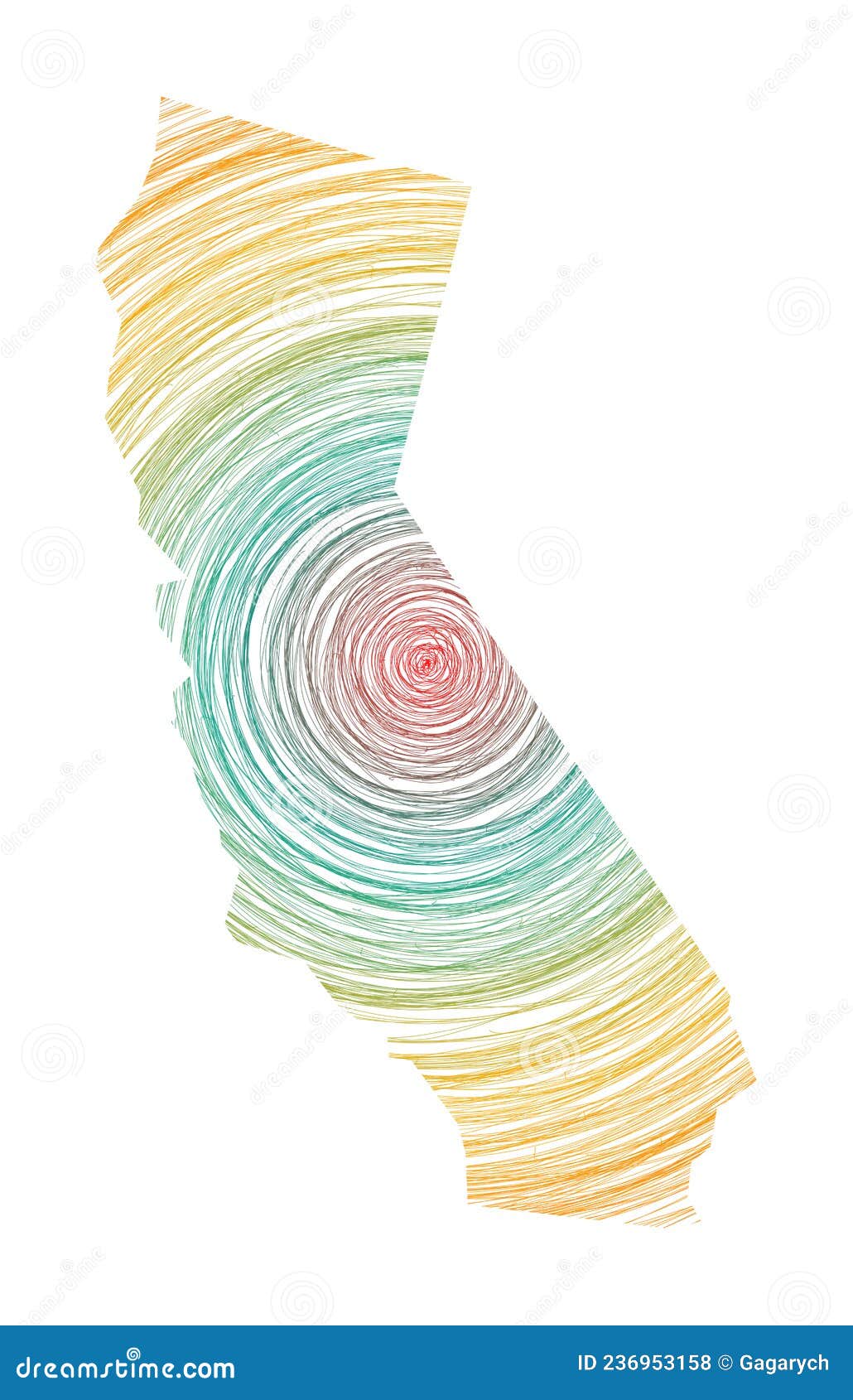 California Map Filled with Concentric Circles. Stock Vector ...