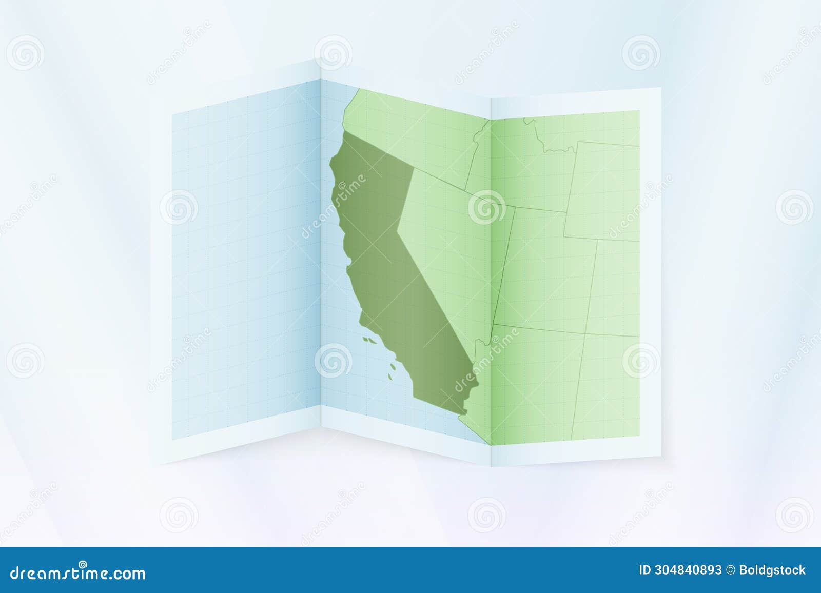 California Map, Folded Paper with California Map Stock Vector ...