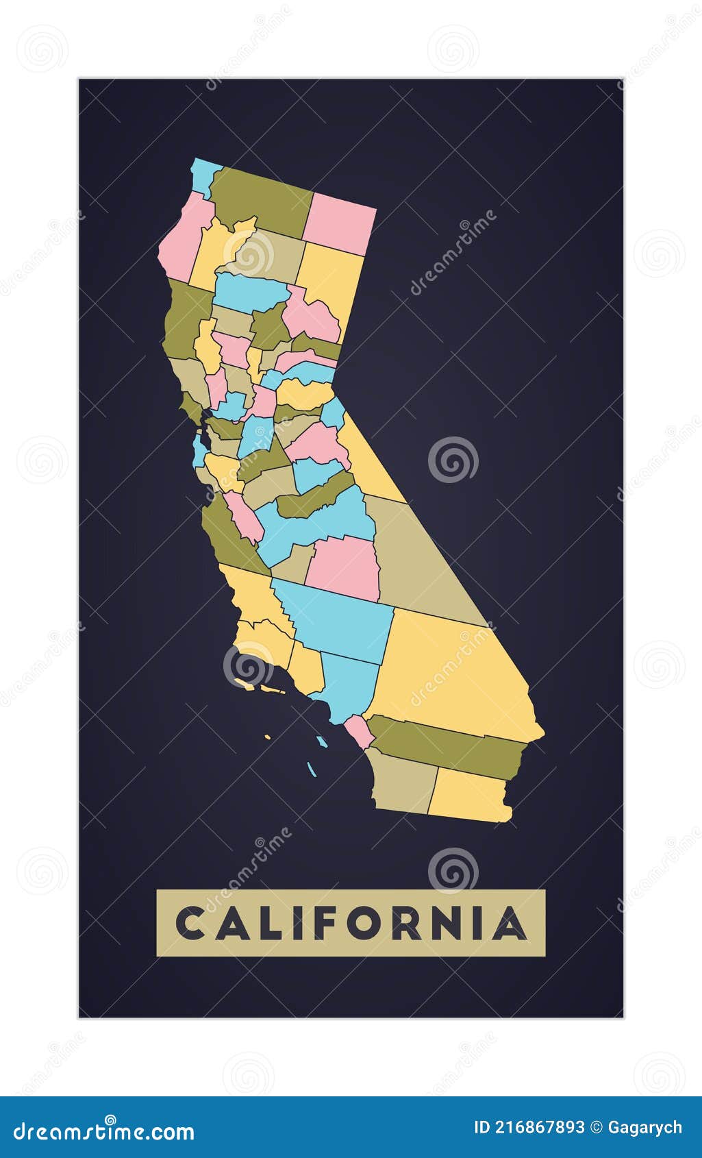 California map. stock vector. Illustration of discover - 216867893