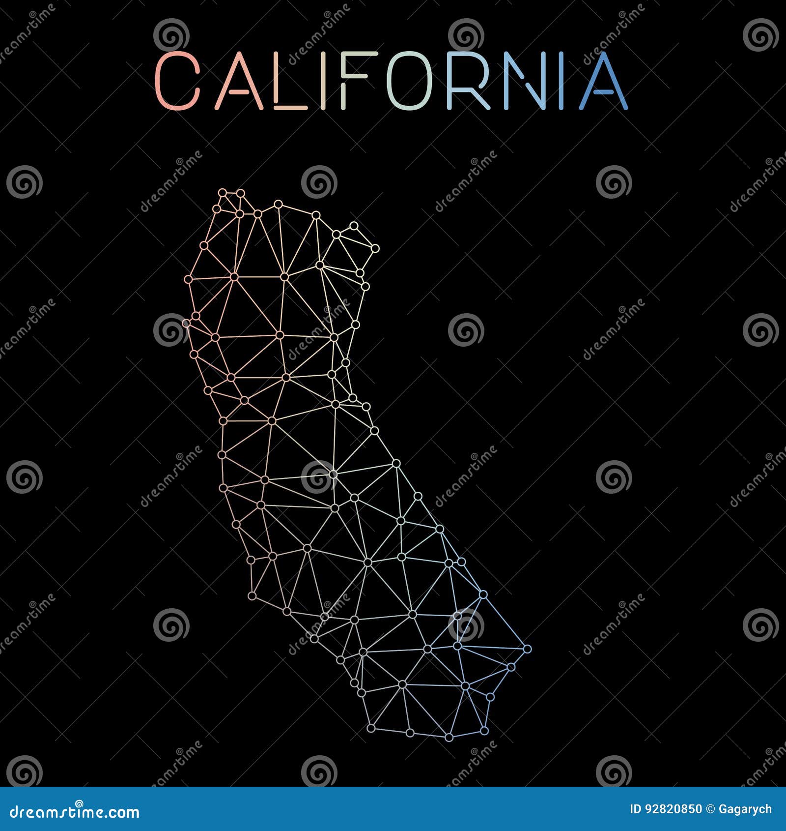 California network map. stock vector. Illustration of california - 92820850