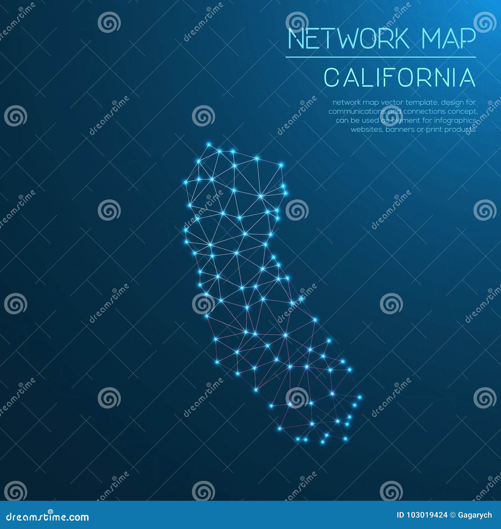 California network map. stock vector. Illustration of community - 103019424