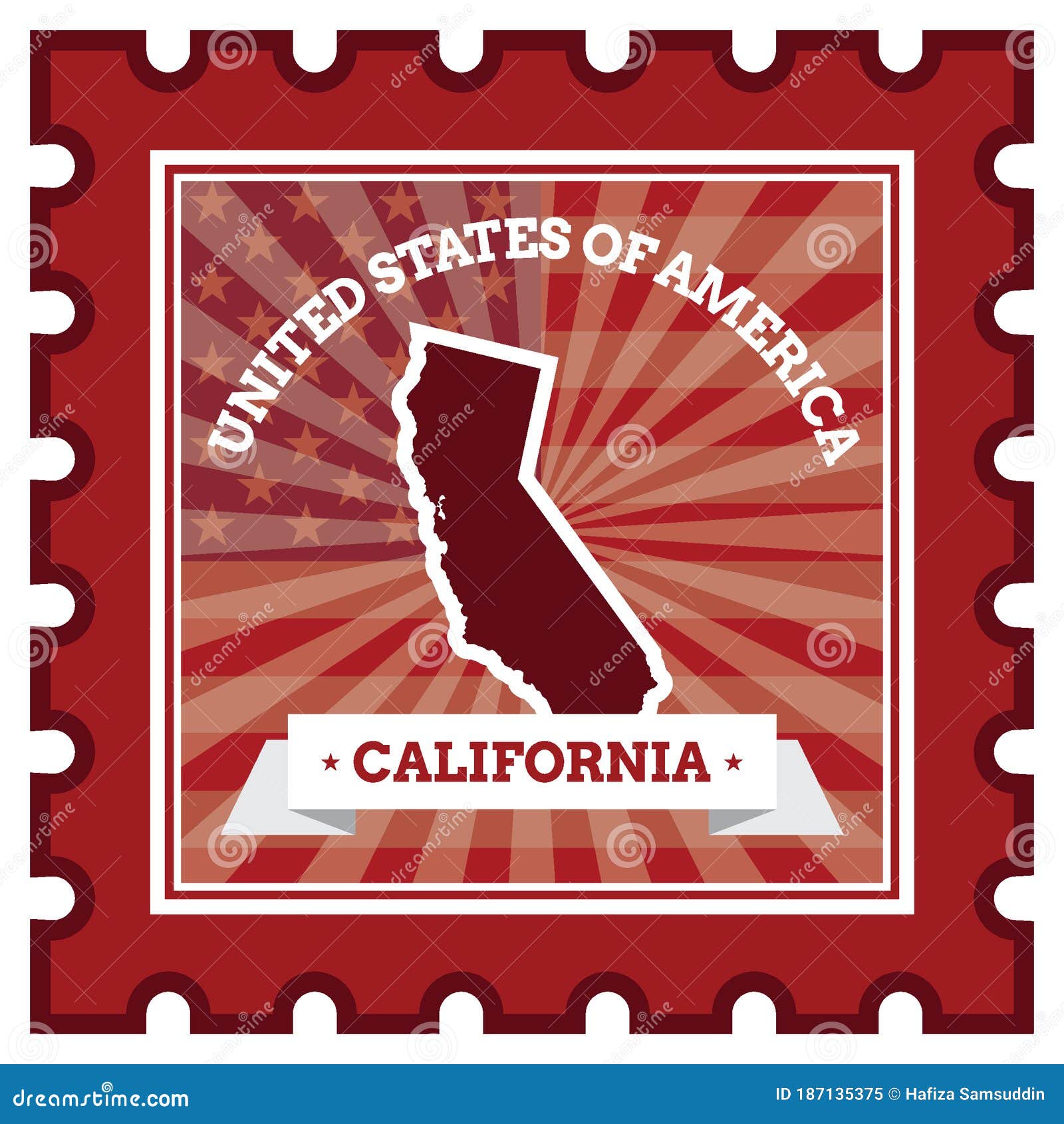 California Postage Stamp. Vector Illustration Decorative Design Stock ...
