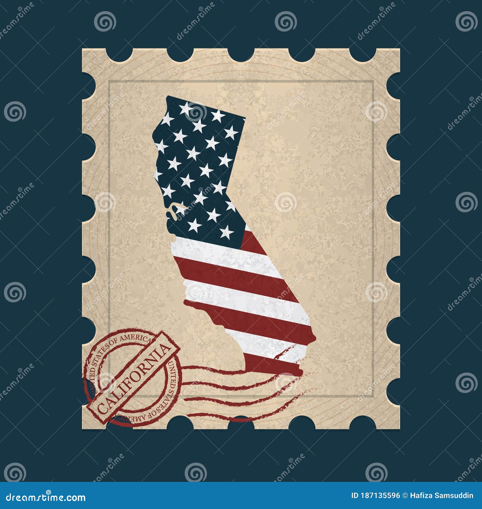 California Postage Stamp. Vector Illustration Decorative Design Stock ...