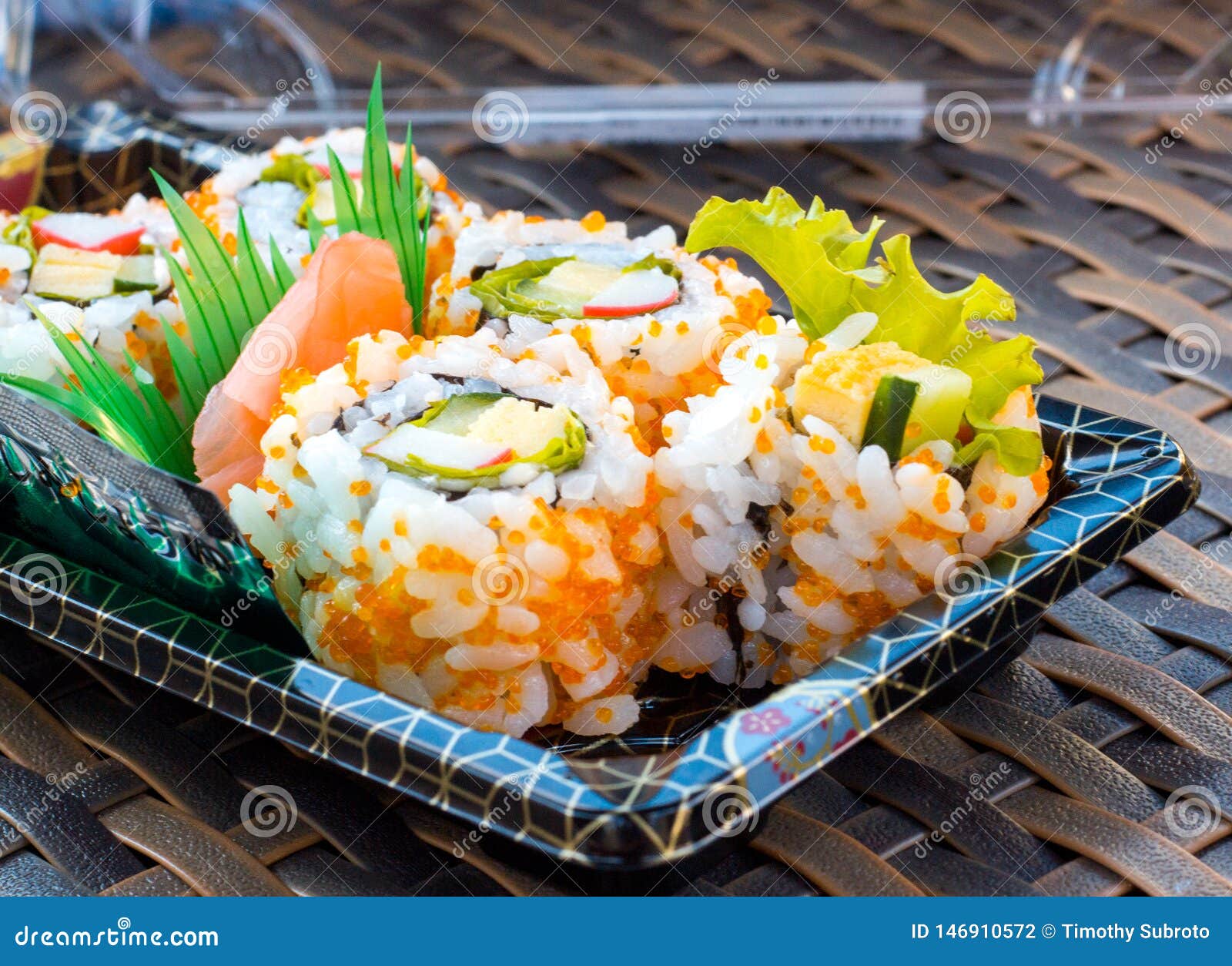 California Roll Sushi Box stock photo. Image of table - 146910572