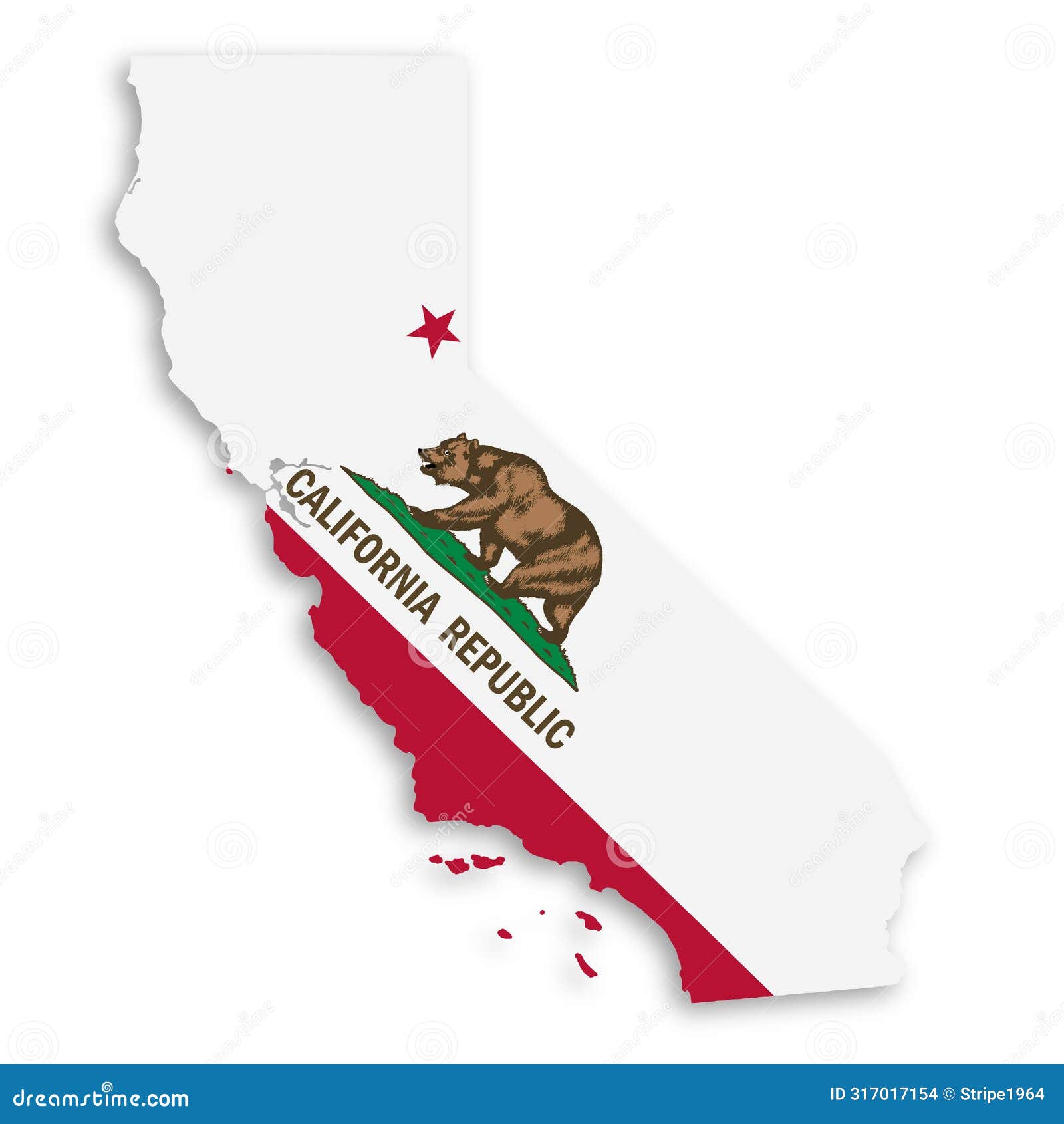 California State Flag Map with Clipping Path Stock Illustration ...