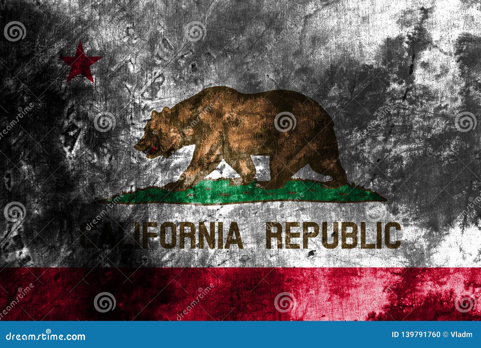 California State Grunge Flag United States Of America Stock
