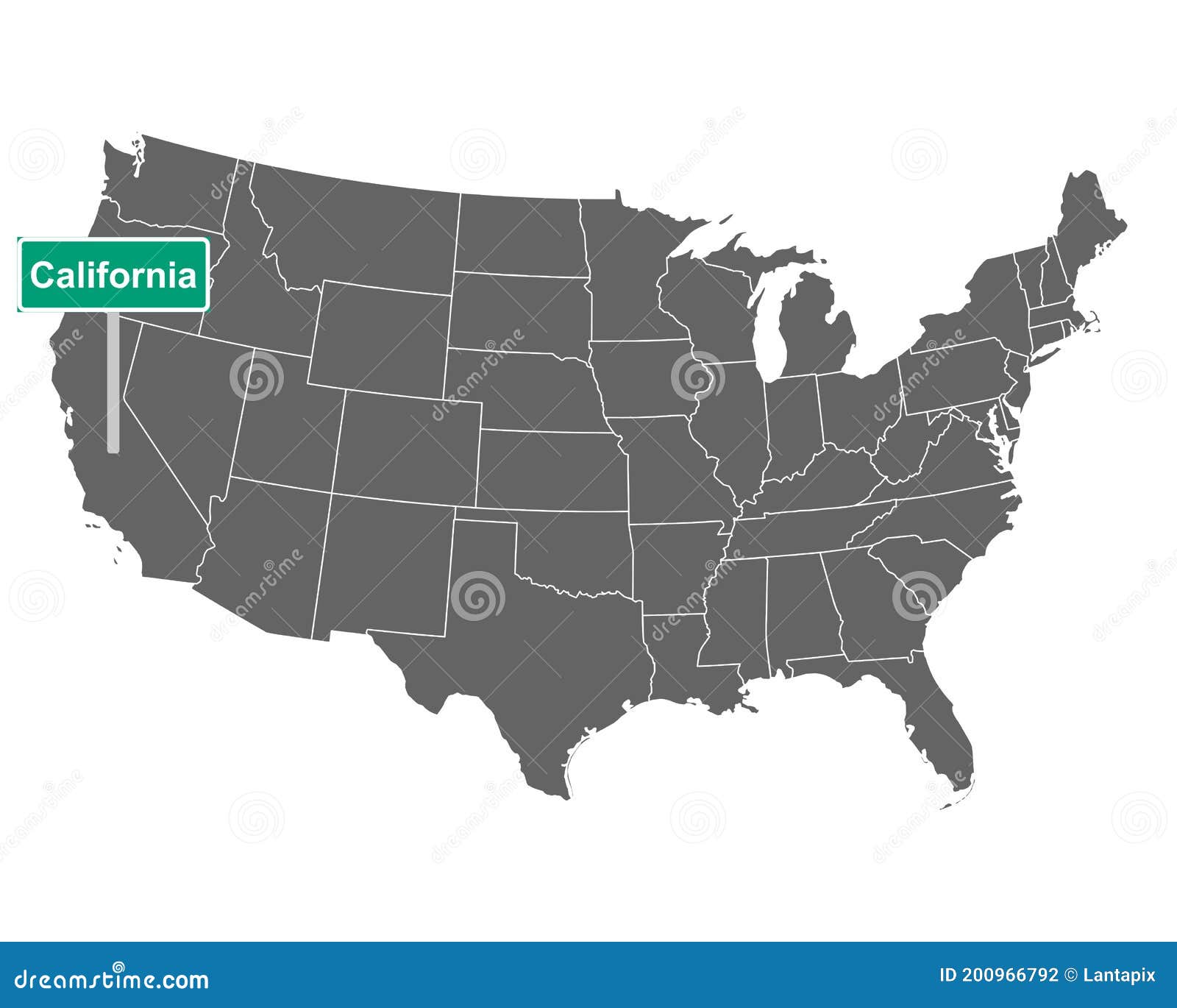 California State Limit Sign and Map of USA Stock Vector - Illustration ...