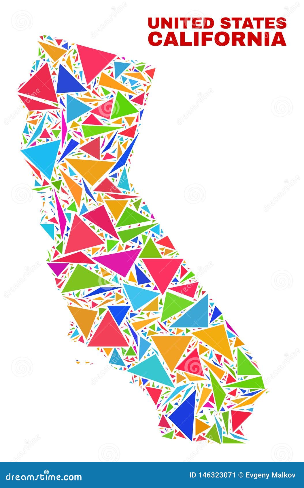 California State Map - Mosaic of Color Triangles Stock Vector ...