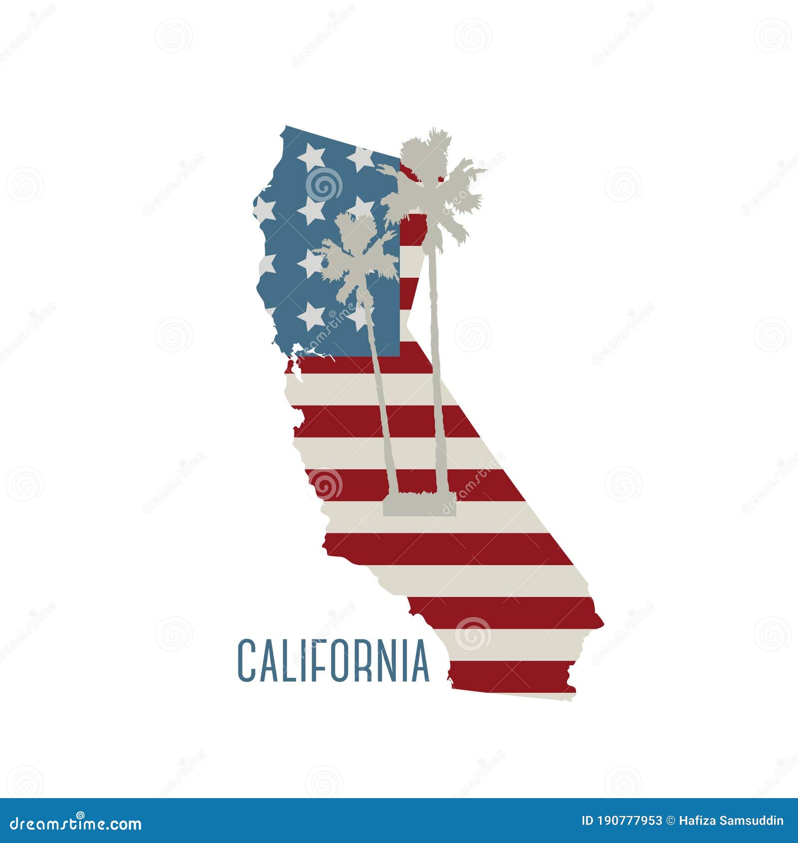 California State Map with Palm Trees. Vector Illustration Decorative ...