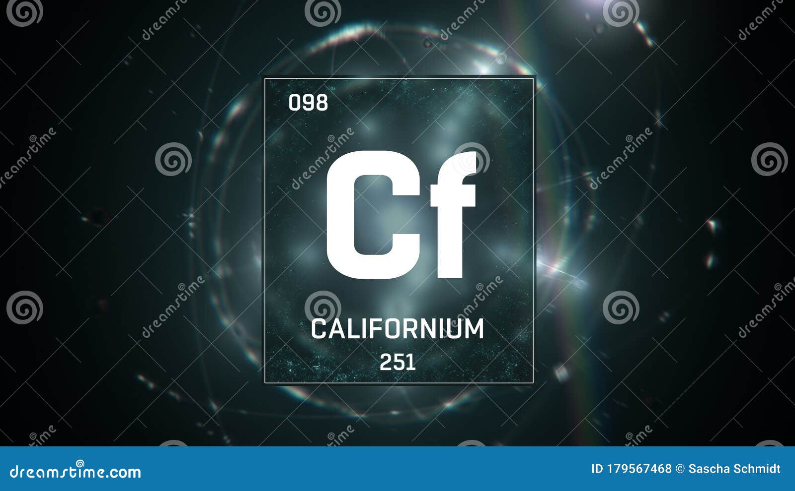 Californium As Element 98 of the Periodic Table 3D Illustration on Grey ...