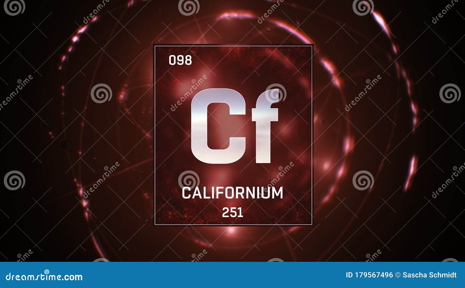Californium As Element 98 of the Periodic Table 3D Illustration on Red ...