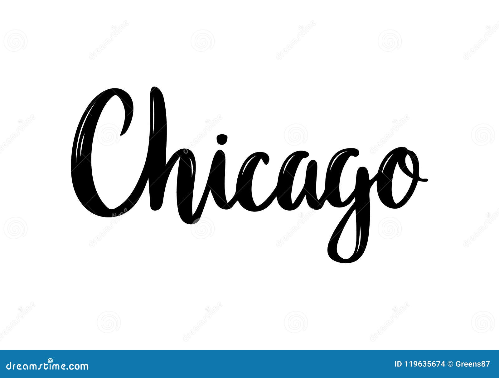Caligrafía De Las Mano-letras De Chicago Ilustración del Vector ...