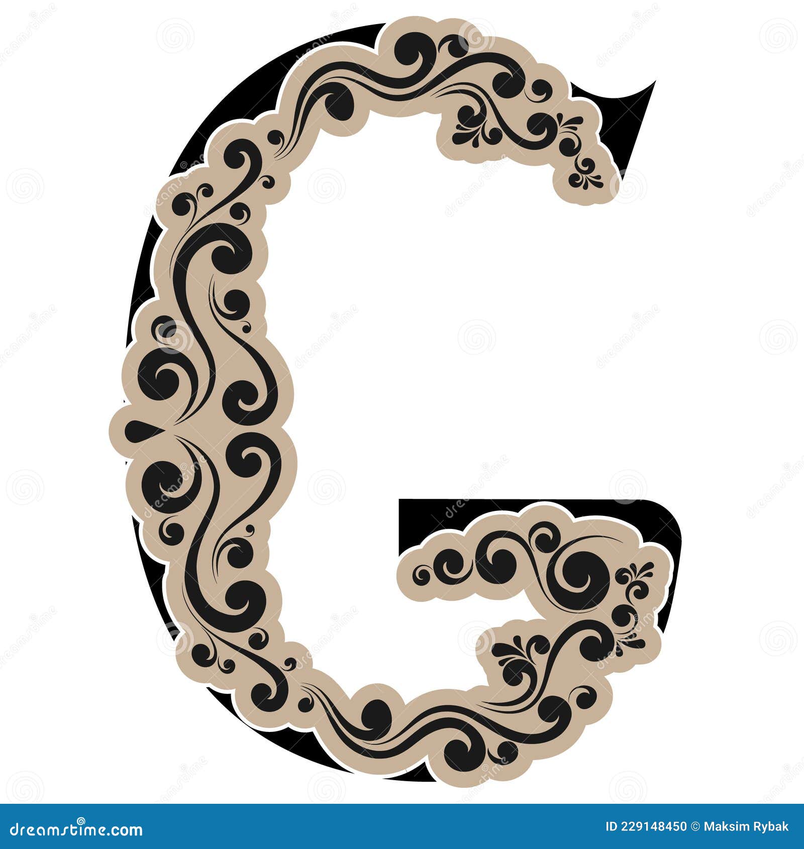 Caligraphic letter G stock vector. Illustration of curve - 229148450